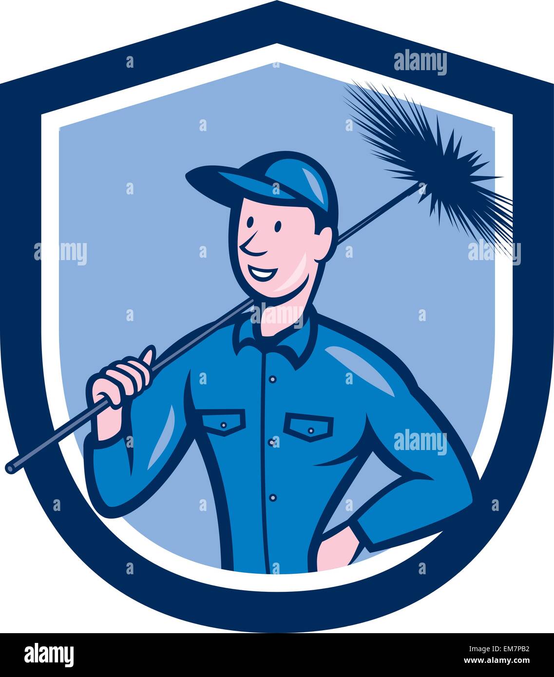 Chimney Sweep Worker Shield Cartoon Stock Vector Image & Art - Alamy