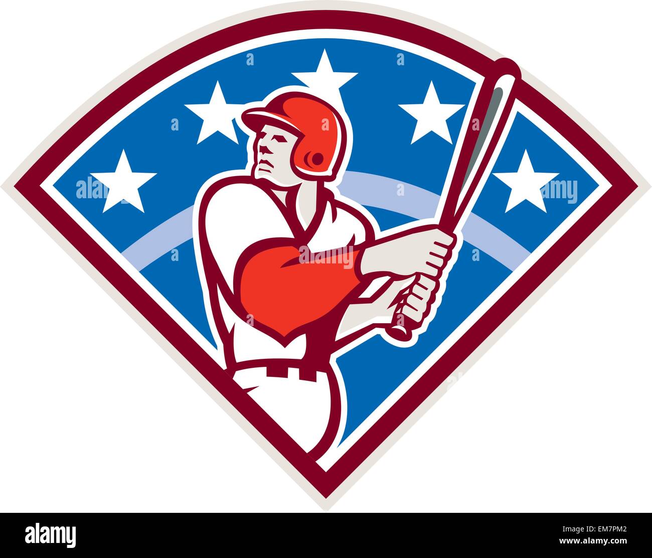 American Baseball Batter Hitter Bat Diamond Retro Stock Vector Image ...