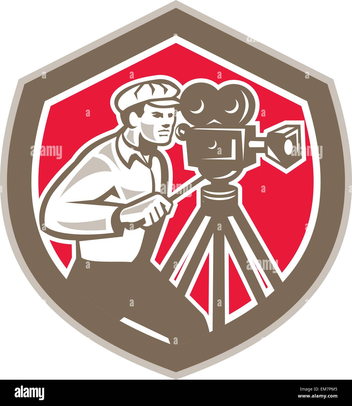 Cameraman Vintage Film Camera Shield Retro Stock Vector Image & Art - Alamy