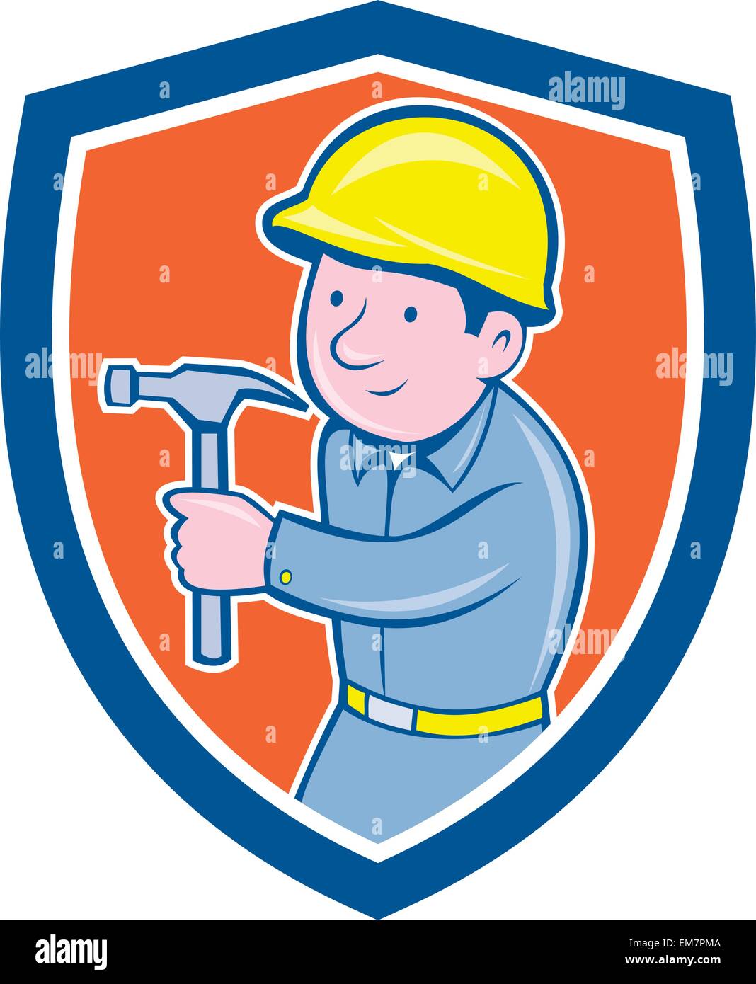 Builder man holding hammer Stock Vector Images - Alamy