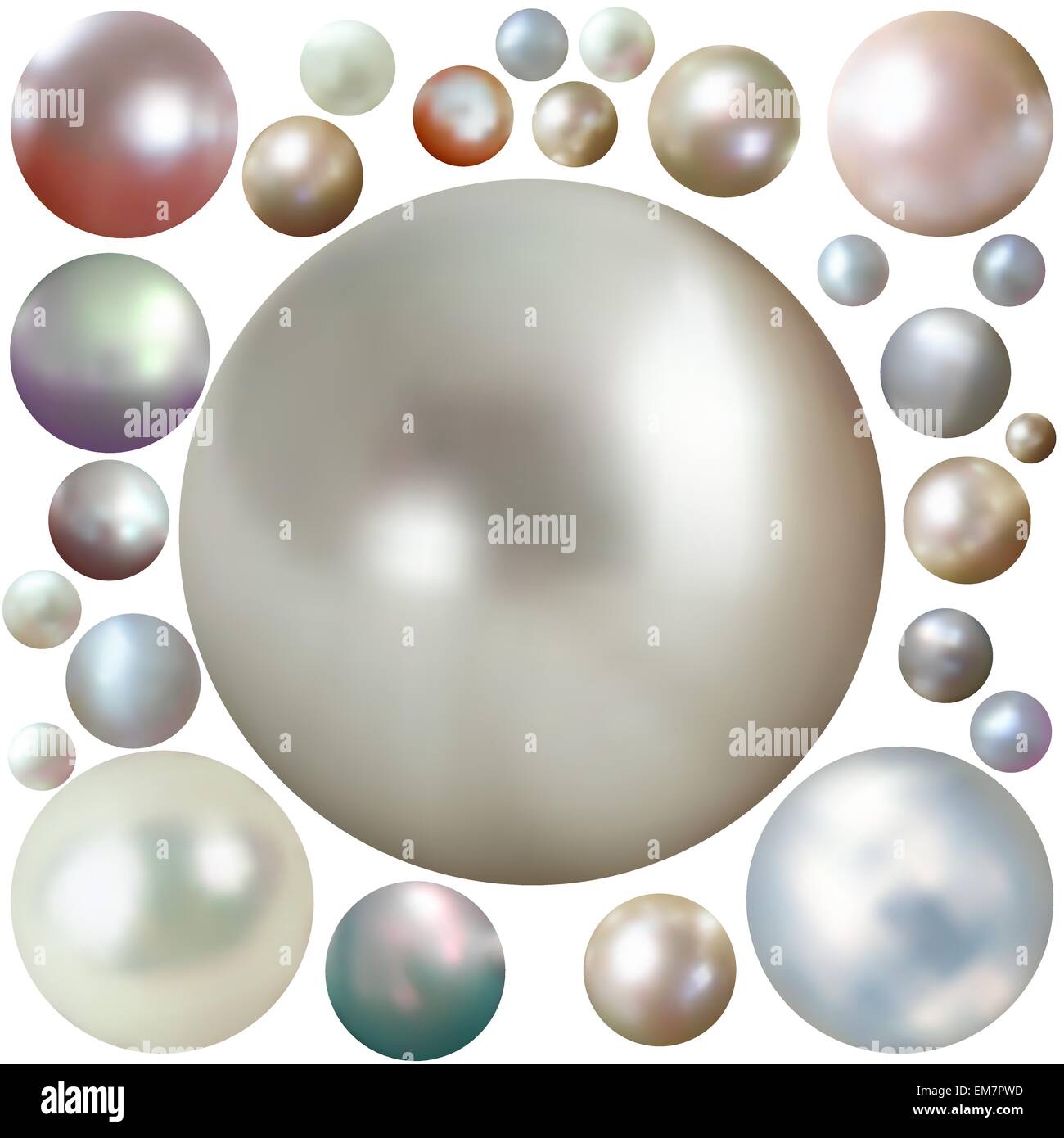 Set of color pearls isolated on white. EPS 8 Stock Vector Image & Art ...