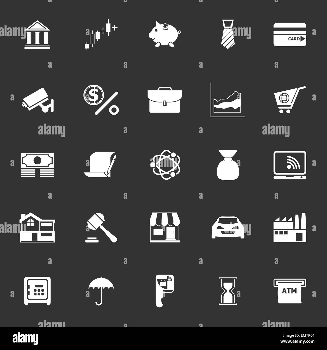 Banking and financial icons on gray background, stock vector Stock ...