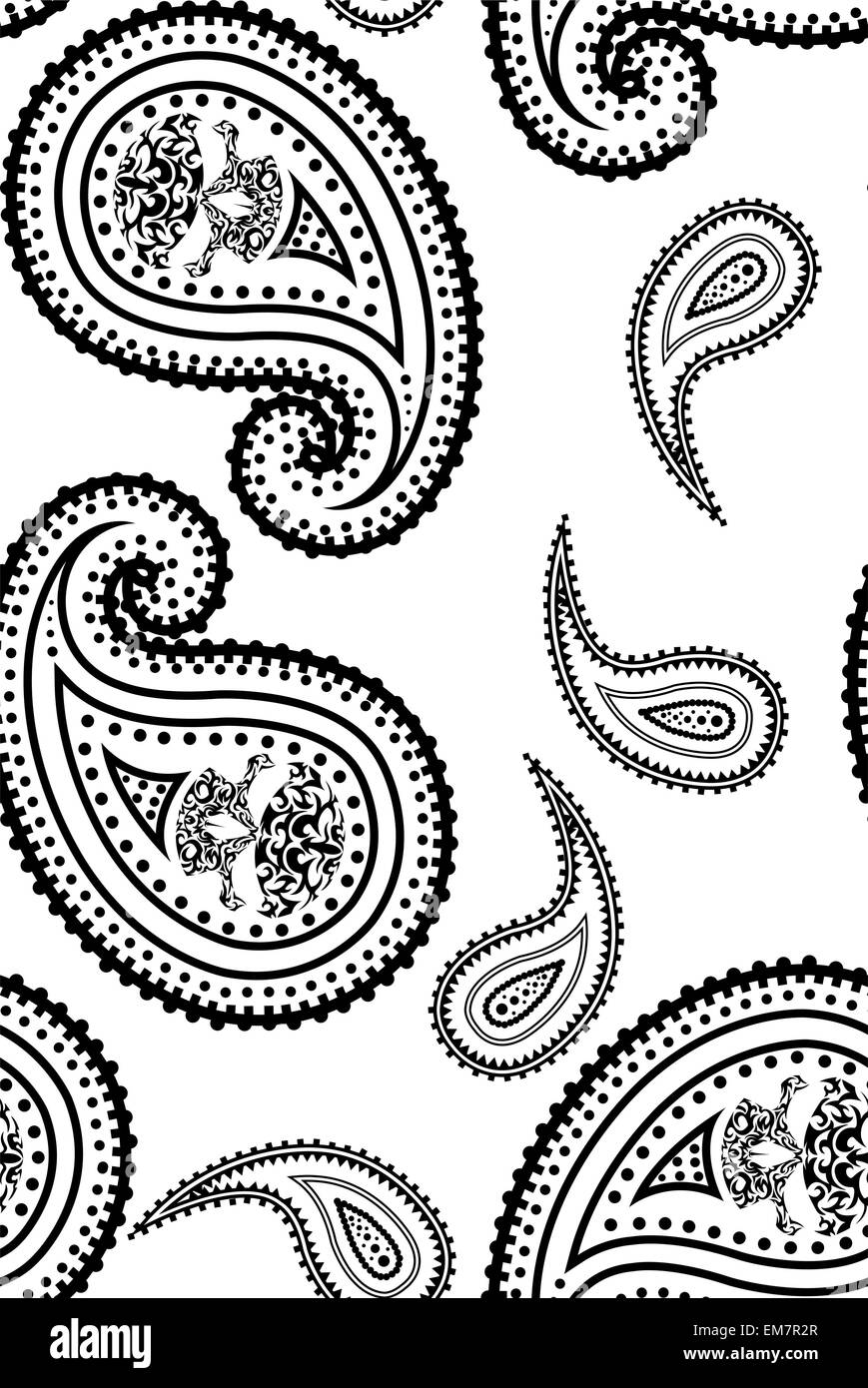 Paisley seamless pattern vector Black and White Stock Photos & Images ...