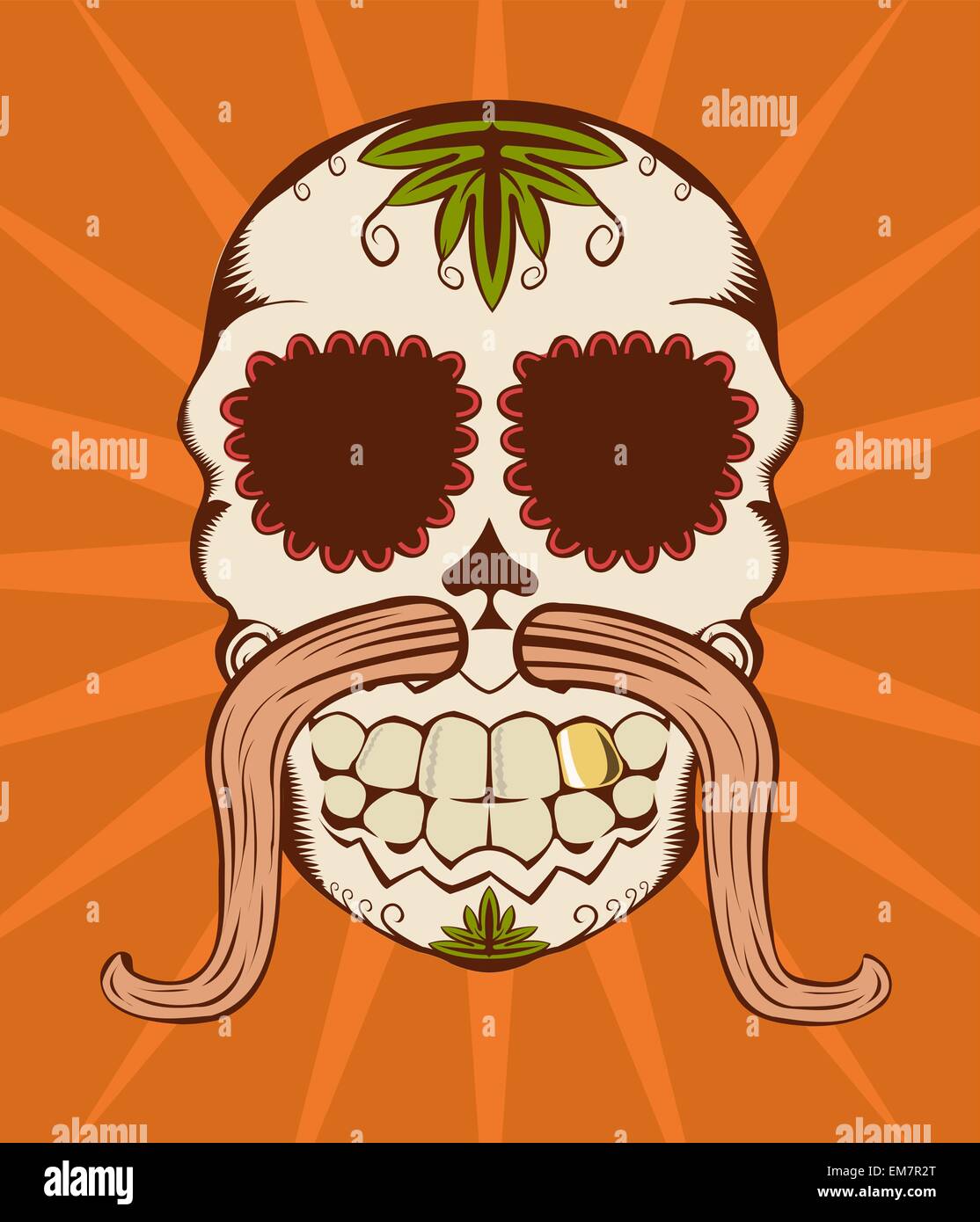 Vector illustration of orange sugar skull Stock Vector Image & Art - Alamy