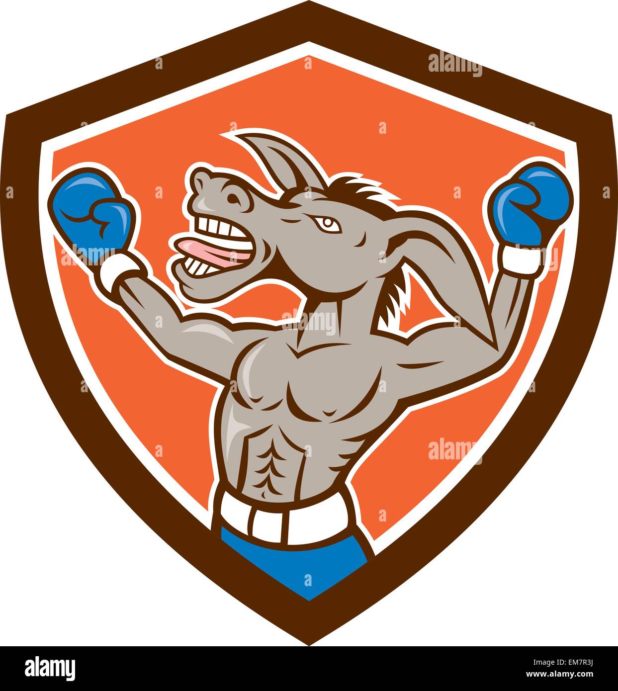 Donkey Boxing Celebrate Shield Cartoon Stock Vector Image & Art - Alamy