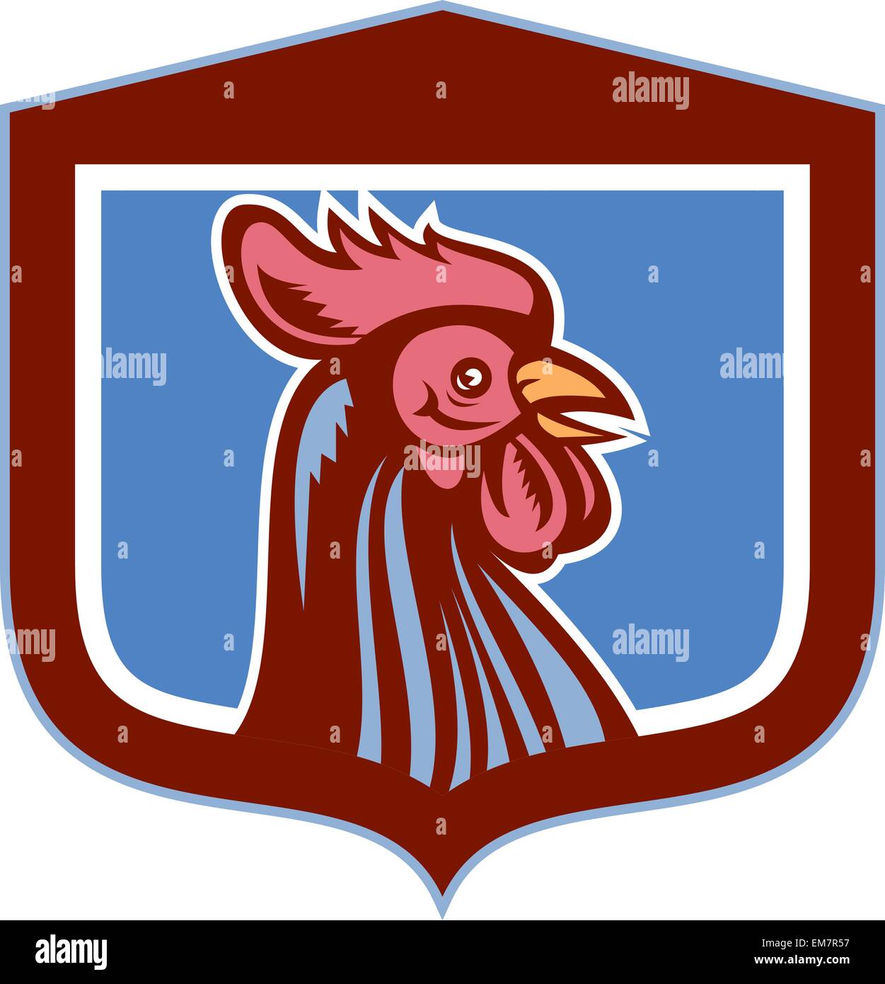 Chicken Rooster Head Side View Shield Retro Stock Vector Image & Art ...