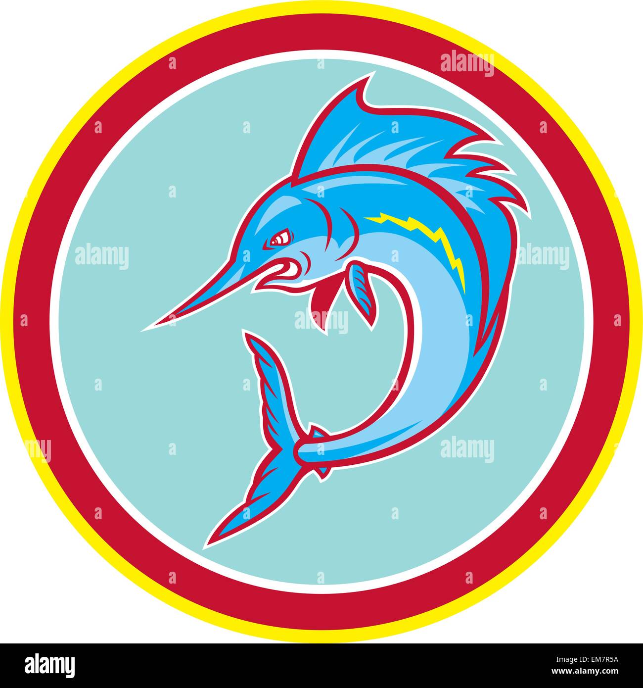 Sailfish Fish Jumping Circle Cartoon Stock Vector Image & Art - Alamy