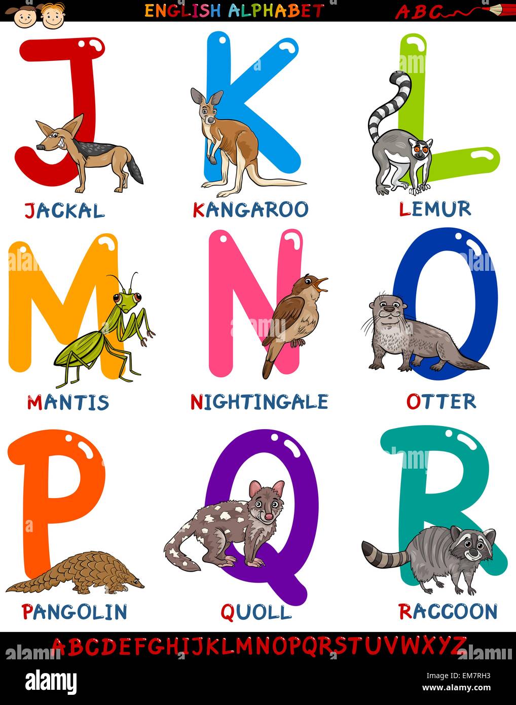 cartoon english alphabet with animals Stock Vector Image & Art - Alamy