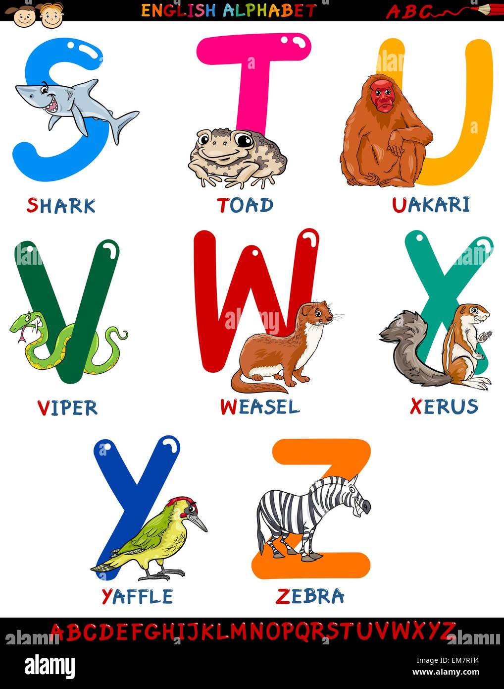 Cartoon english alphabet animals hi-res stock photography and images ...