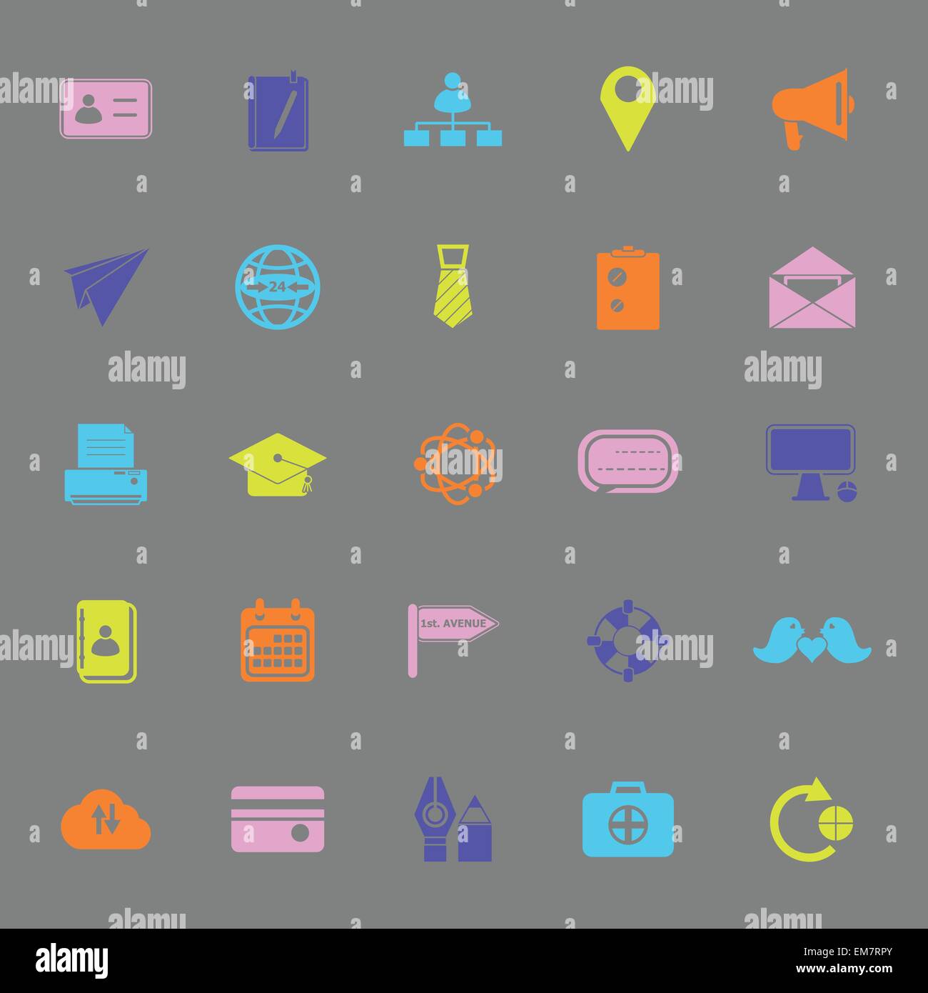 Contact connection color icons on gray background, stock vector Stock ...