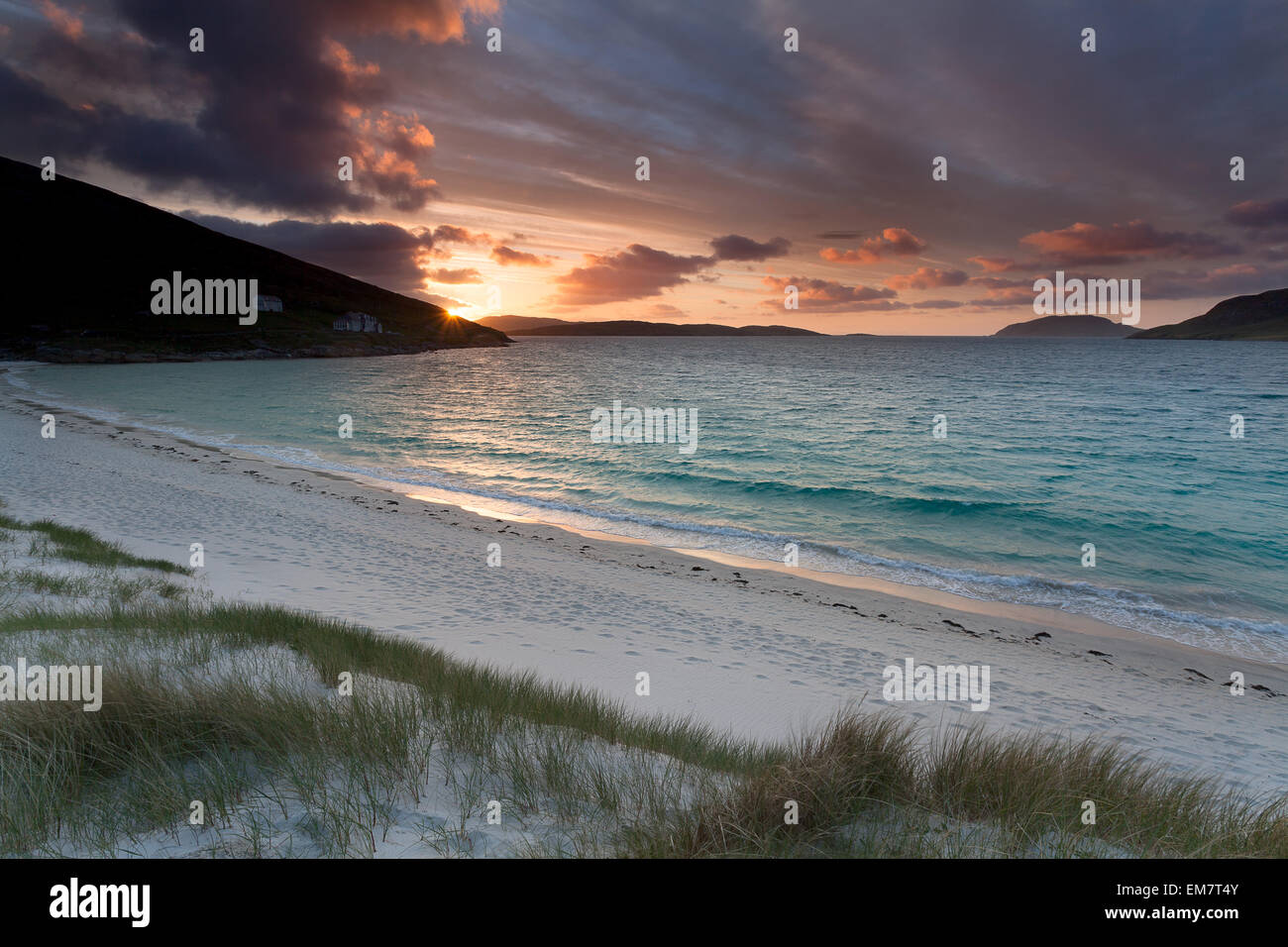 Sunrise on a scottish beach . Isle of Vatersay, Outer Hebrides of ...