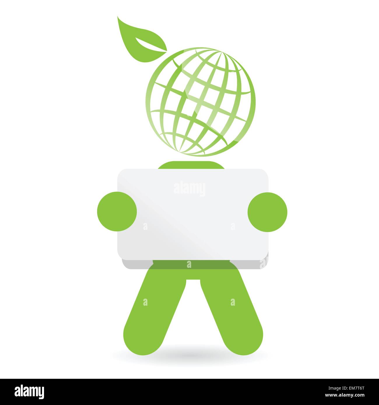 Green person with head by globe Stock Vector Images - Alamy