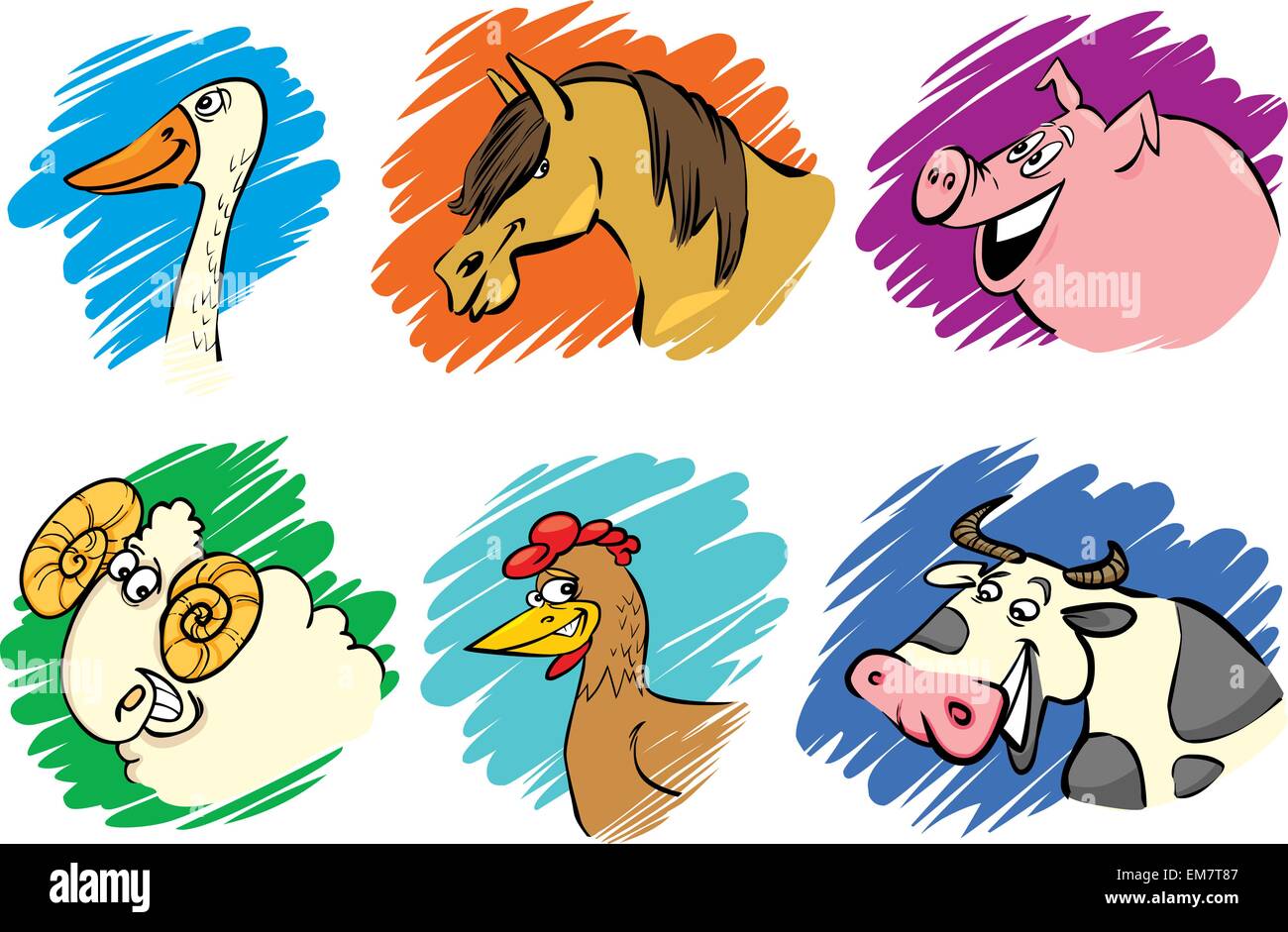 Set of cartoon farm animals Stock Vector Image & Art - Alamy