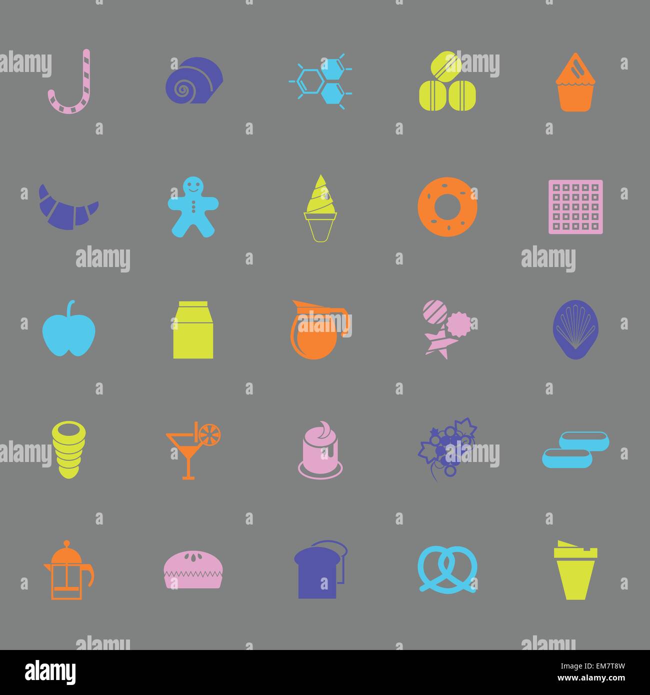 Sweet food color icons on gray background, stock vector Stock Vector ...
