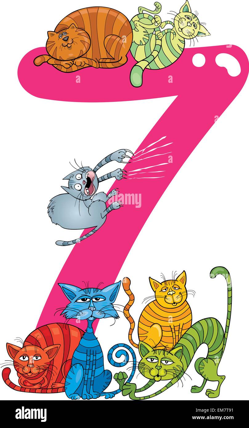 number seven and 7 cats Stock Vector Image & Art - Alamy