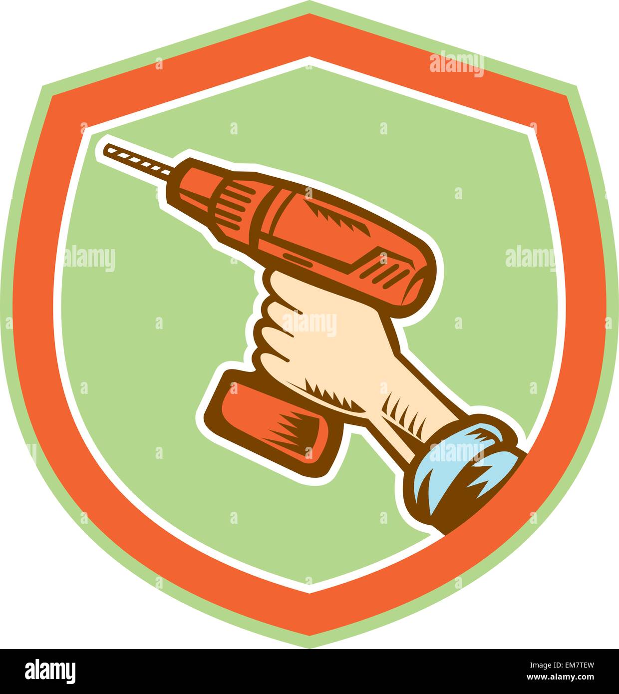 Man builder holding drill Stock Vector Images - Alamy