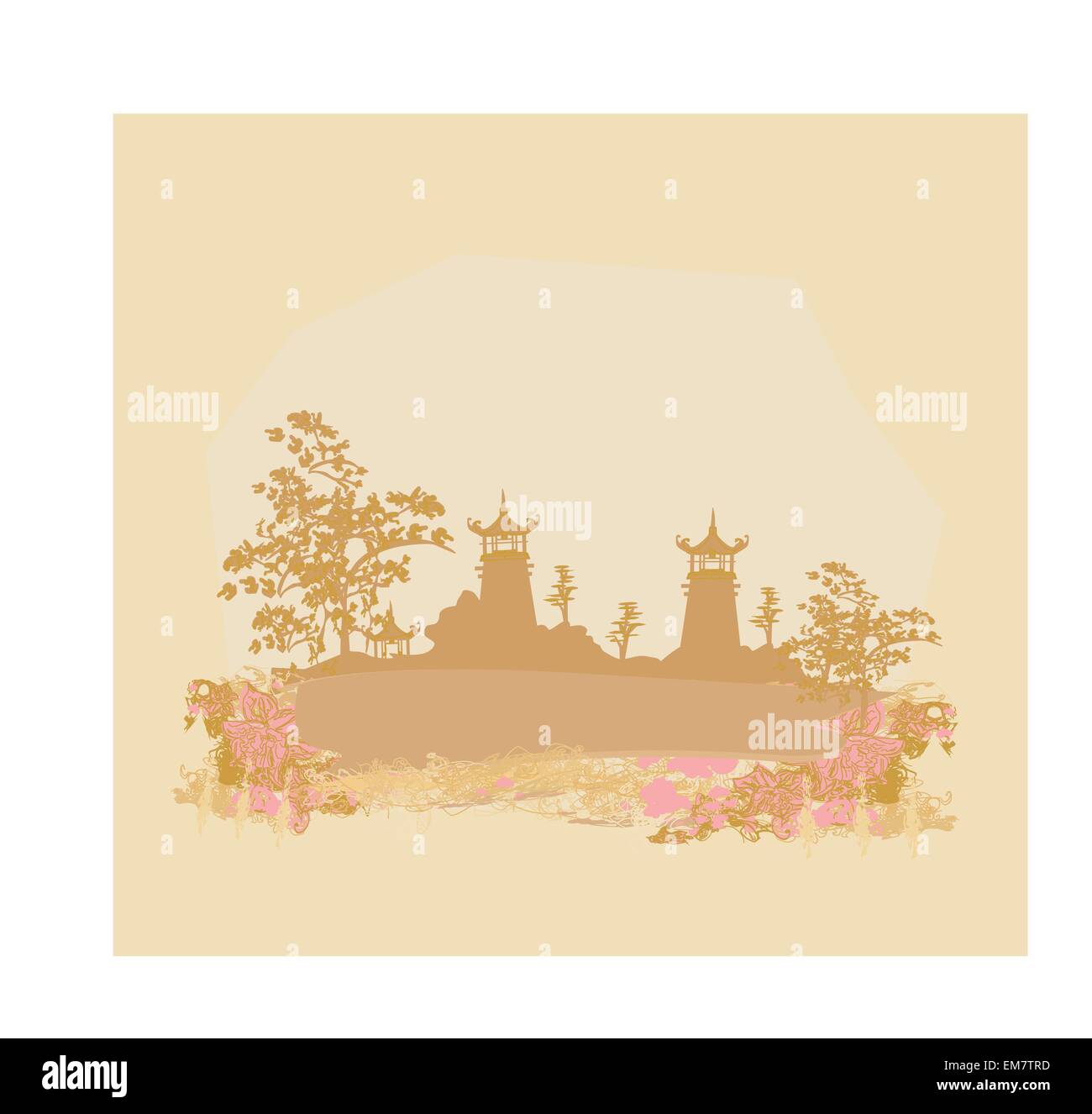 old paper with Asian Landscape Stock Vector Image & Art - Alamy