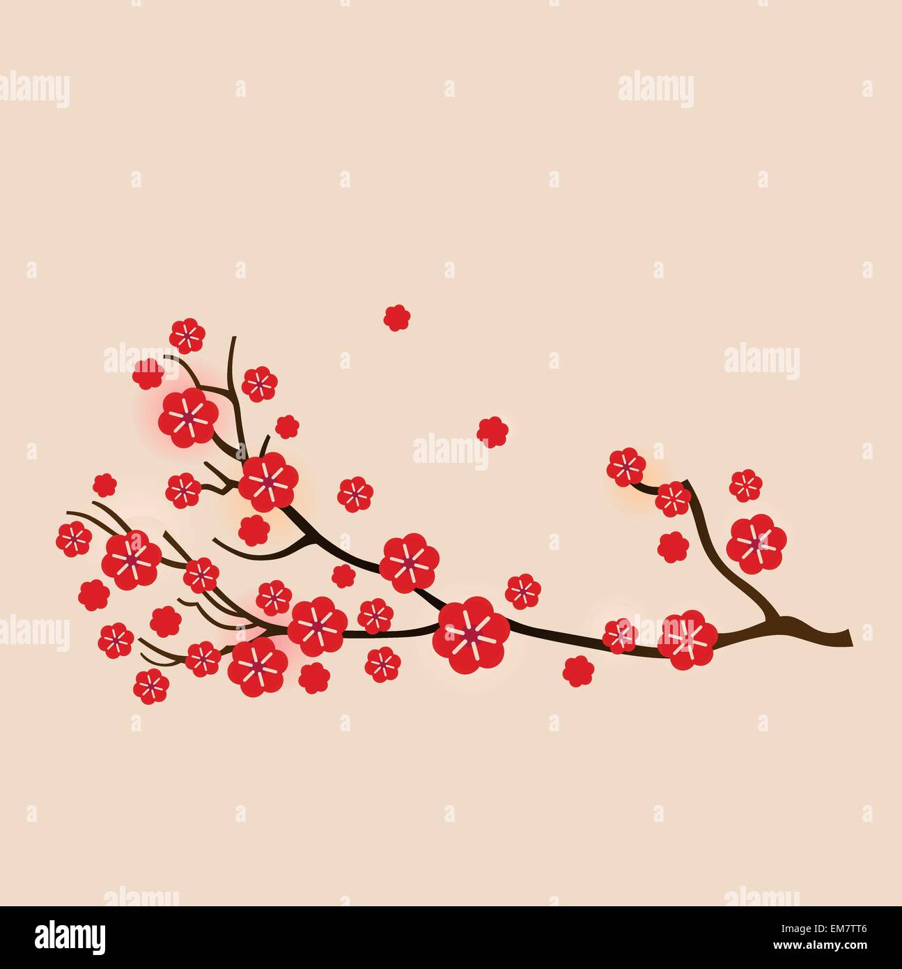 Red sakura floral background Stock Vector Image & Art - Alamy