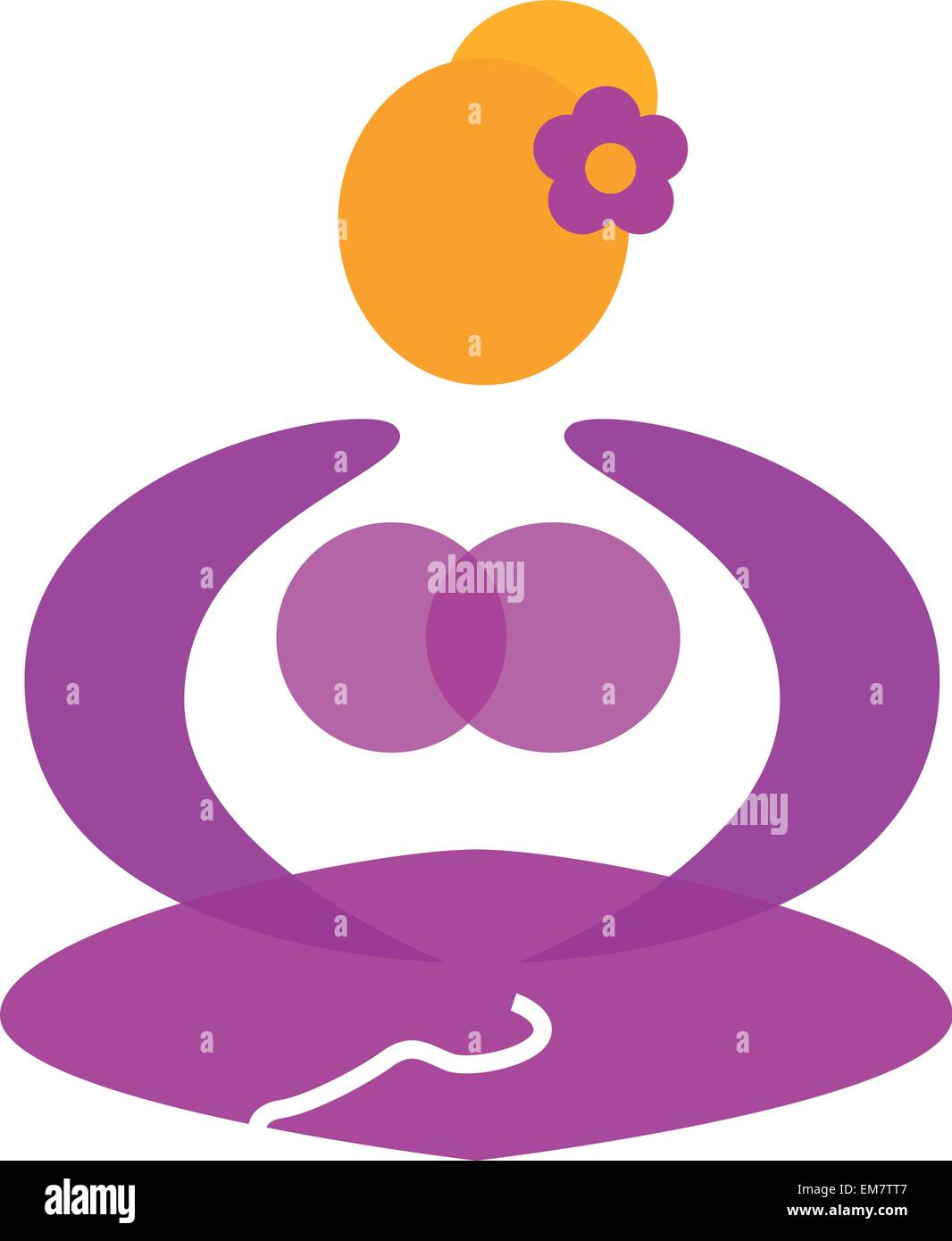 Wellness female sitting in yoga pose symbol Stock Vector Image & Art ...