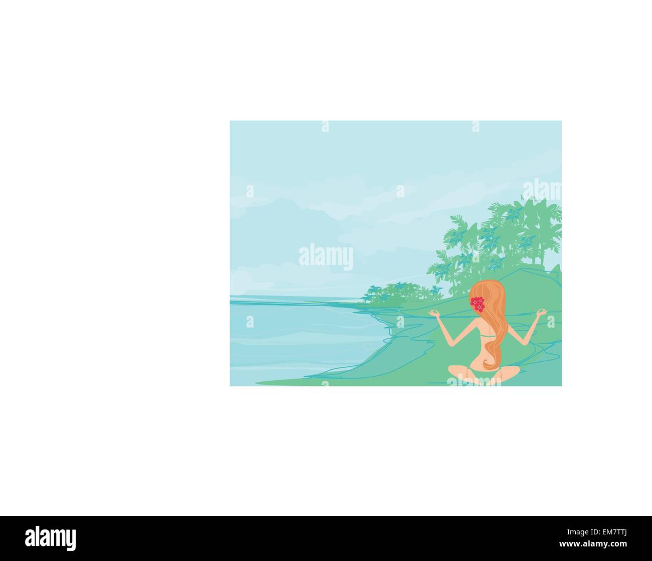 Girl on background sea Stock Vector Images - Alamy