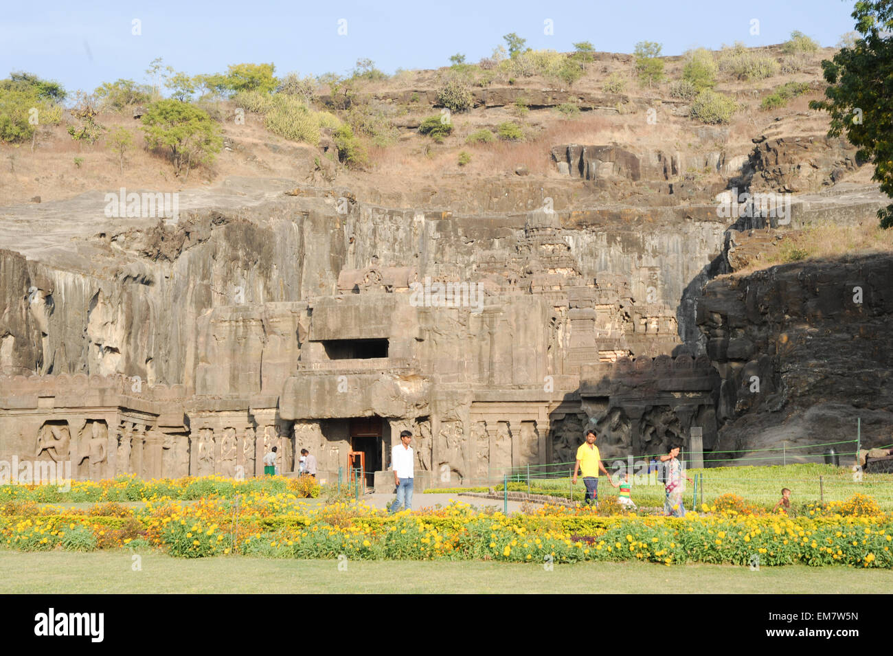 Statue buddha on ellora caves hi-res stock photography and images - Alamy