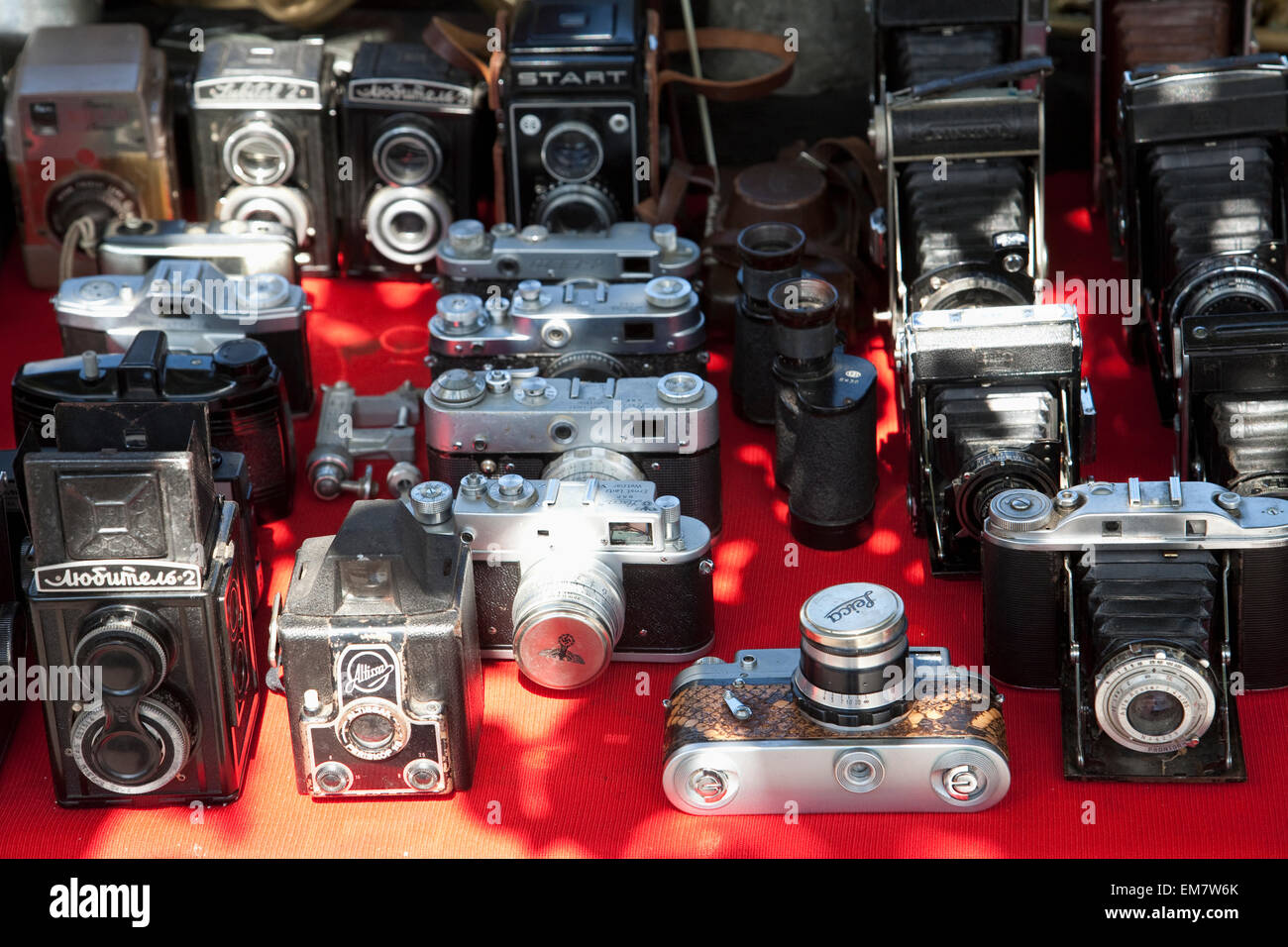 Photographic Cameras At The Flea Market, Sofia, Bulgaria Stock Photo ...
