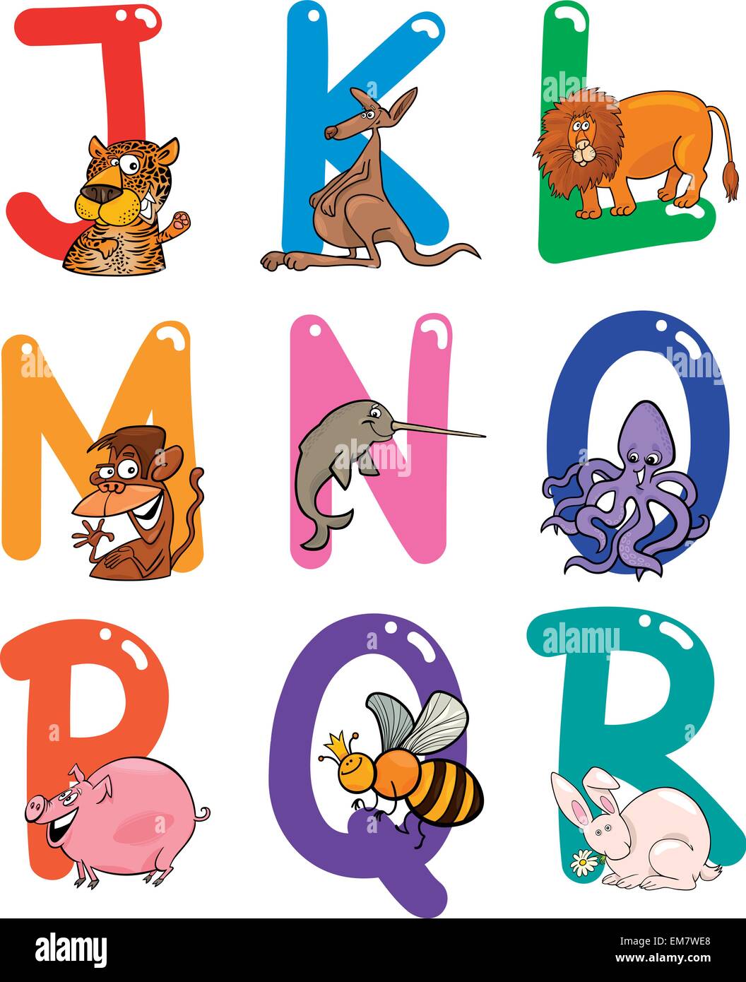 Cartoon Alphabet with Animals Stock Vector Image & Art - Alamy