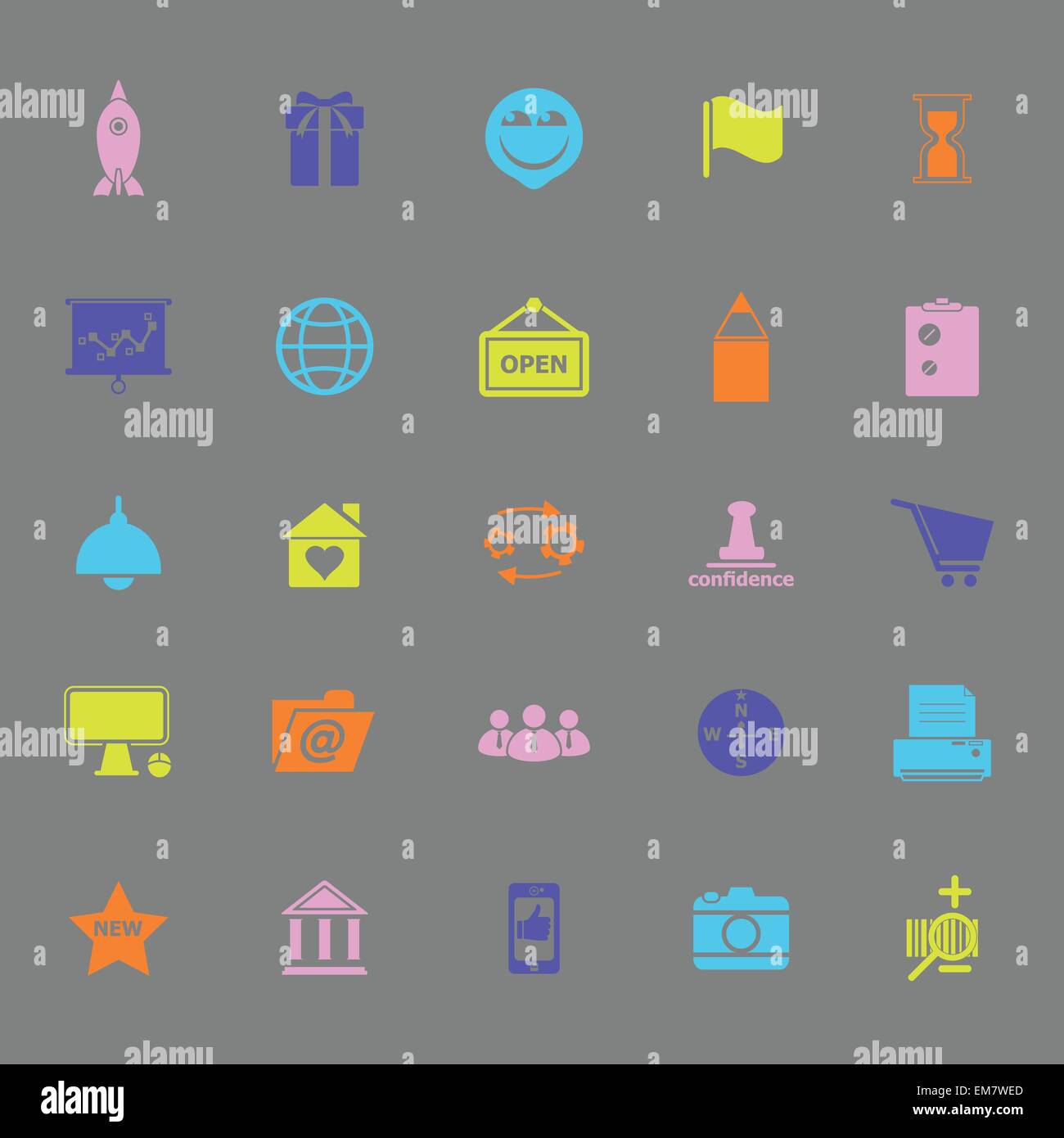 Business start up color icons on gray background, stock vector Stock ...