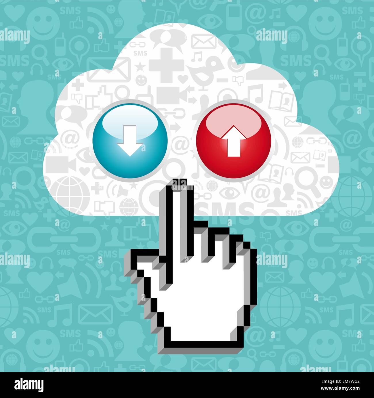 Cloud computing button and cursor hand Stock Vector Image & Art - Alamy