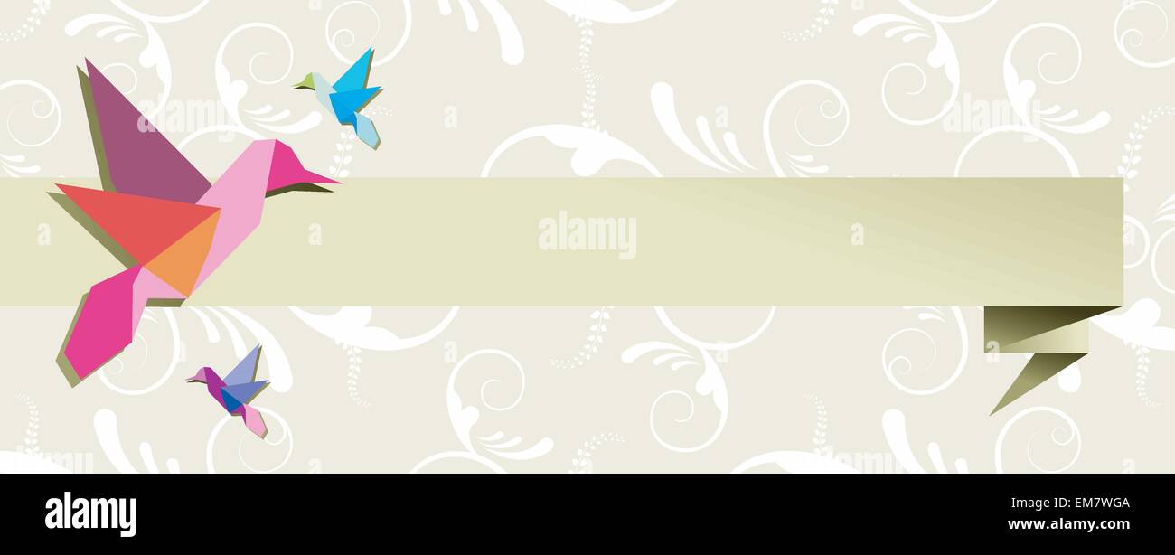 Origami hummingbird group banner floral design Stock Vector Image & Art ...
