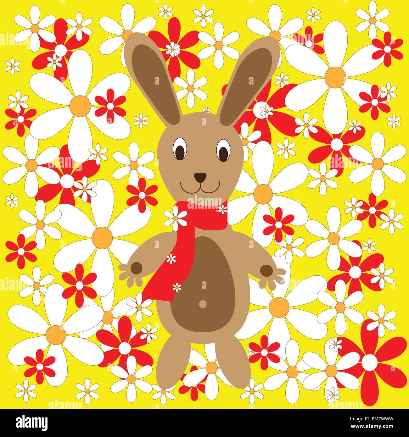 Spring set bunny flowers Stock Vector Images - Alamy