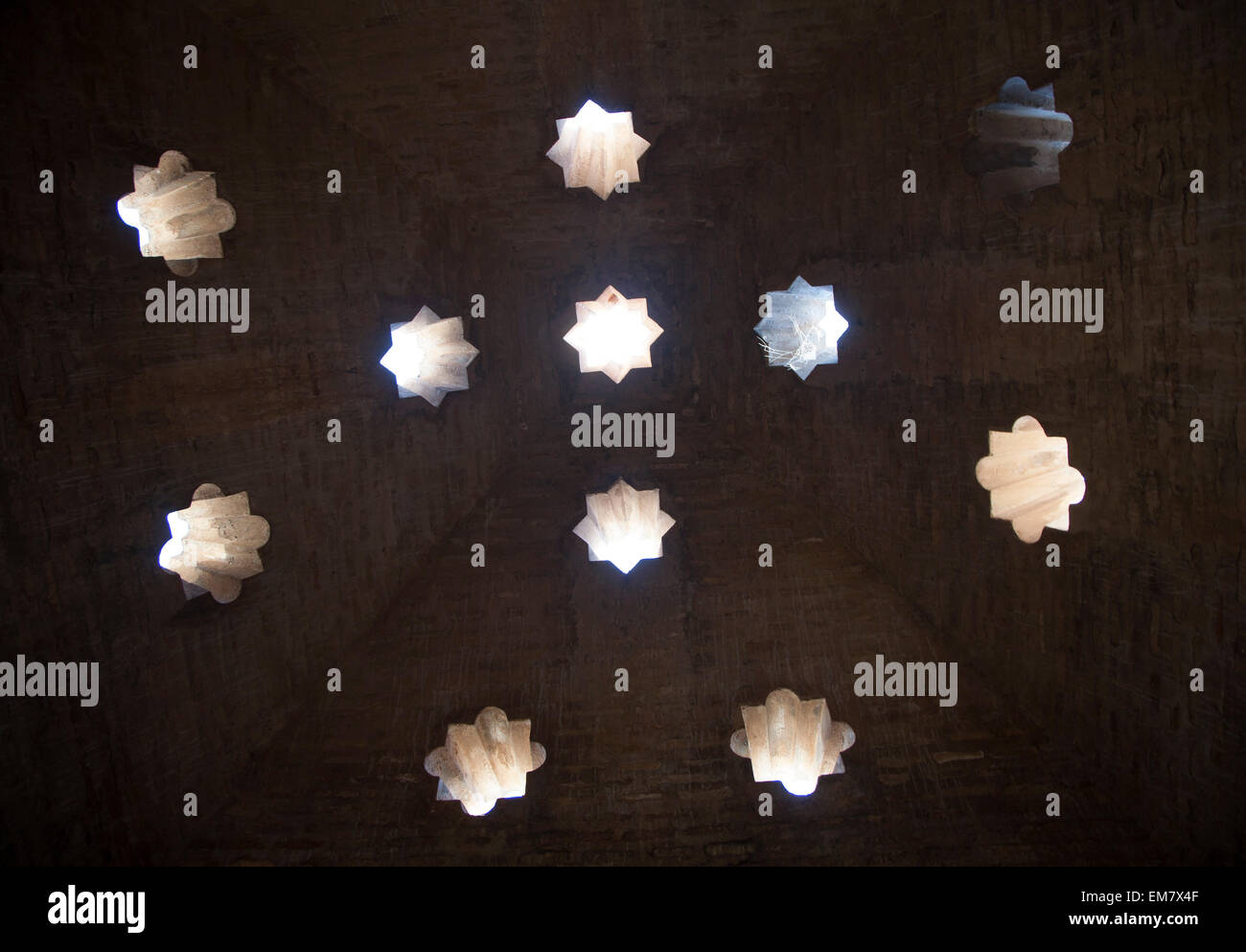 Moorish star shaped roof holes in the Mosque Baths of the Alhambra ...