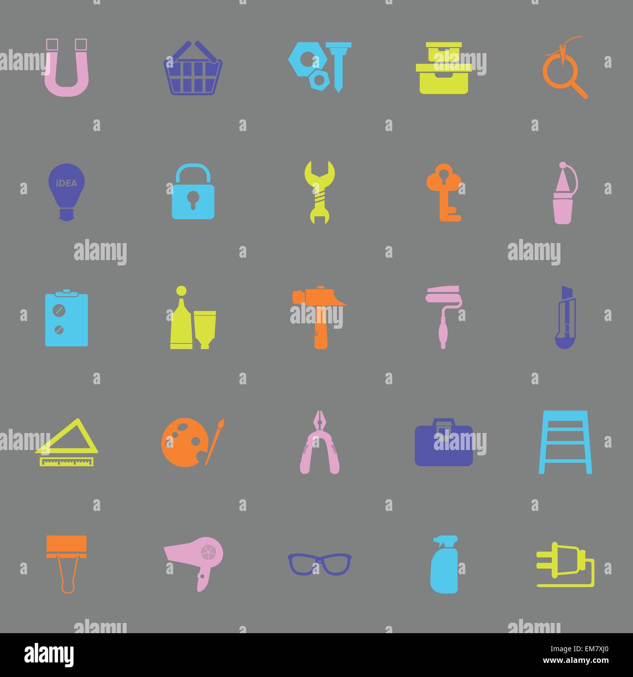 DIY color icons on gray background, stock vector Stock Vector Image ...