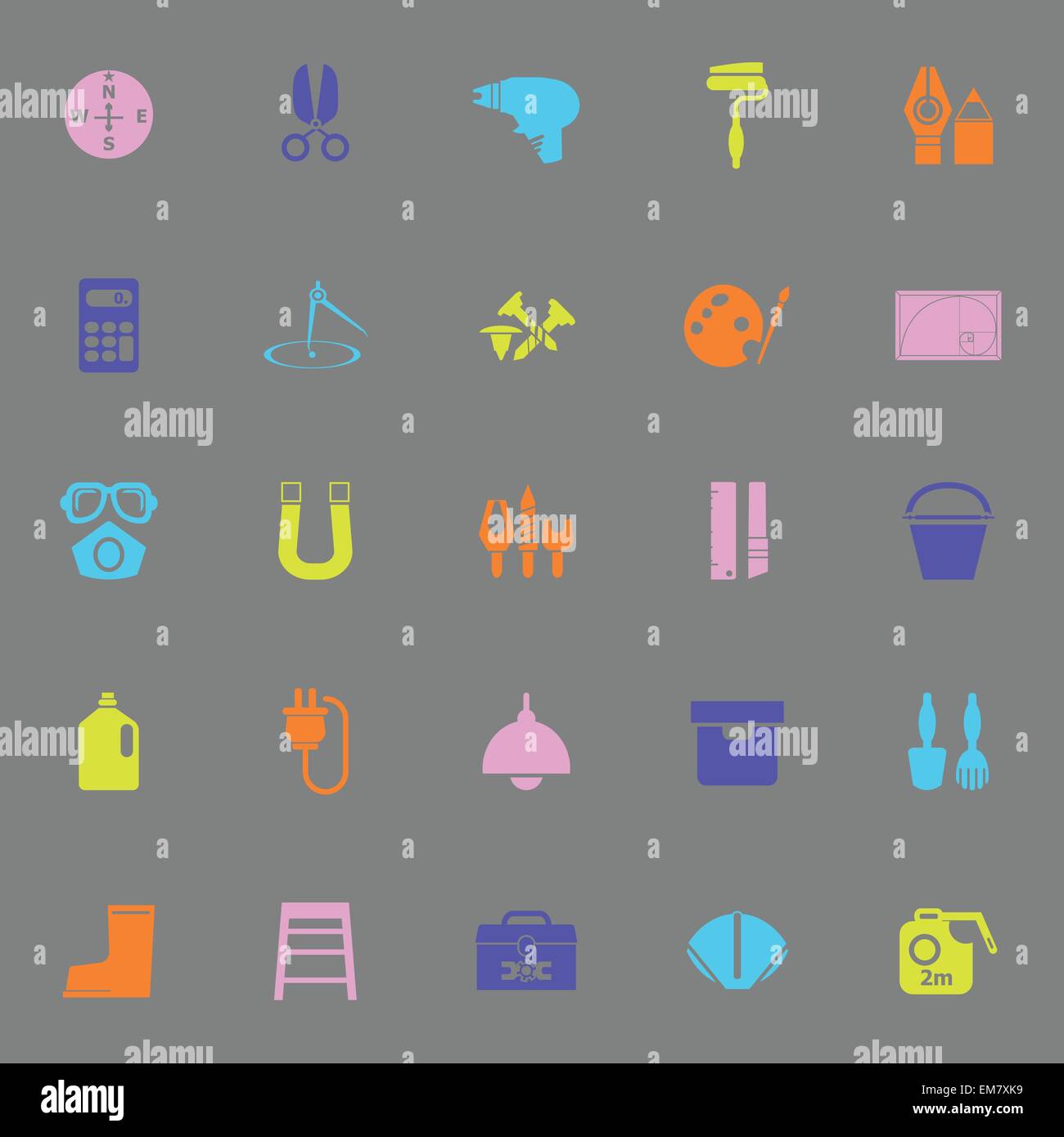 DIY tool color icons on gray background, stock vector Stock Vector ...