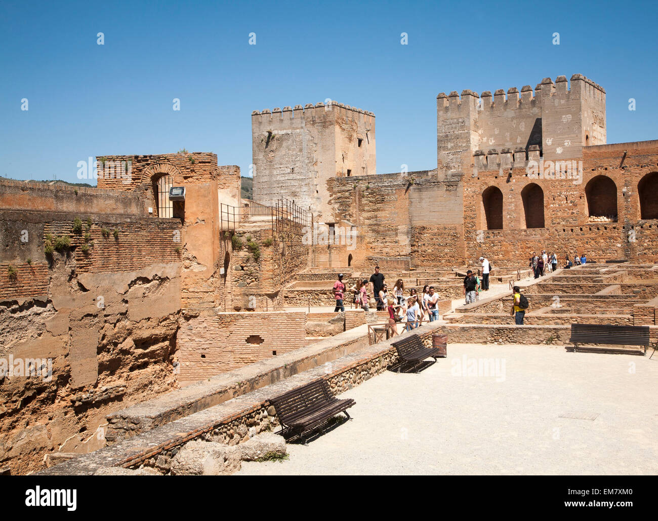 Inside the Alcazaba fortress in the Alhambra, Granada, Spain Stock ...