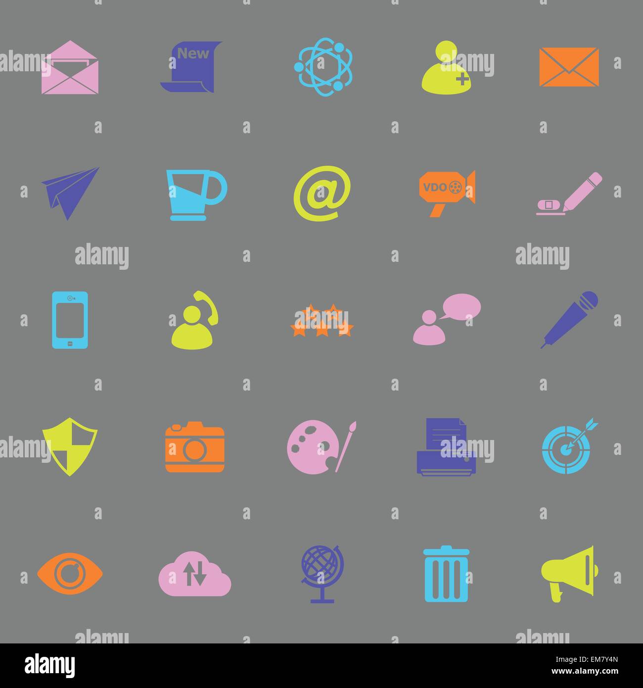 Message and email color icons on gray background, stock vector Stock ...