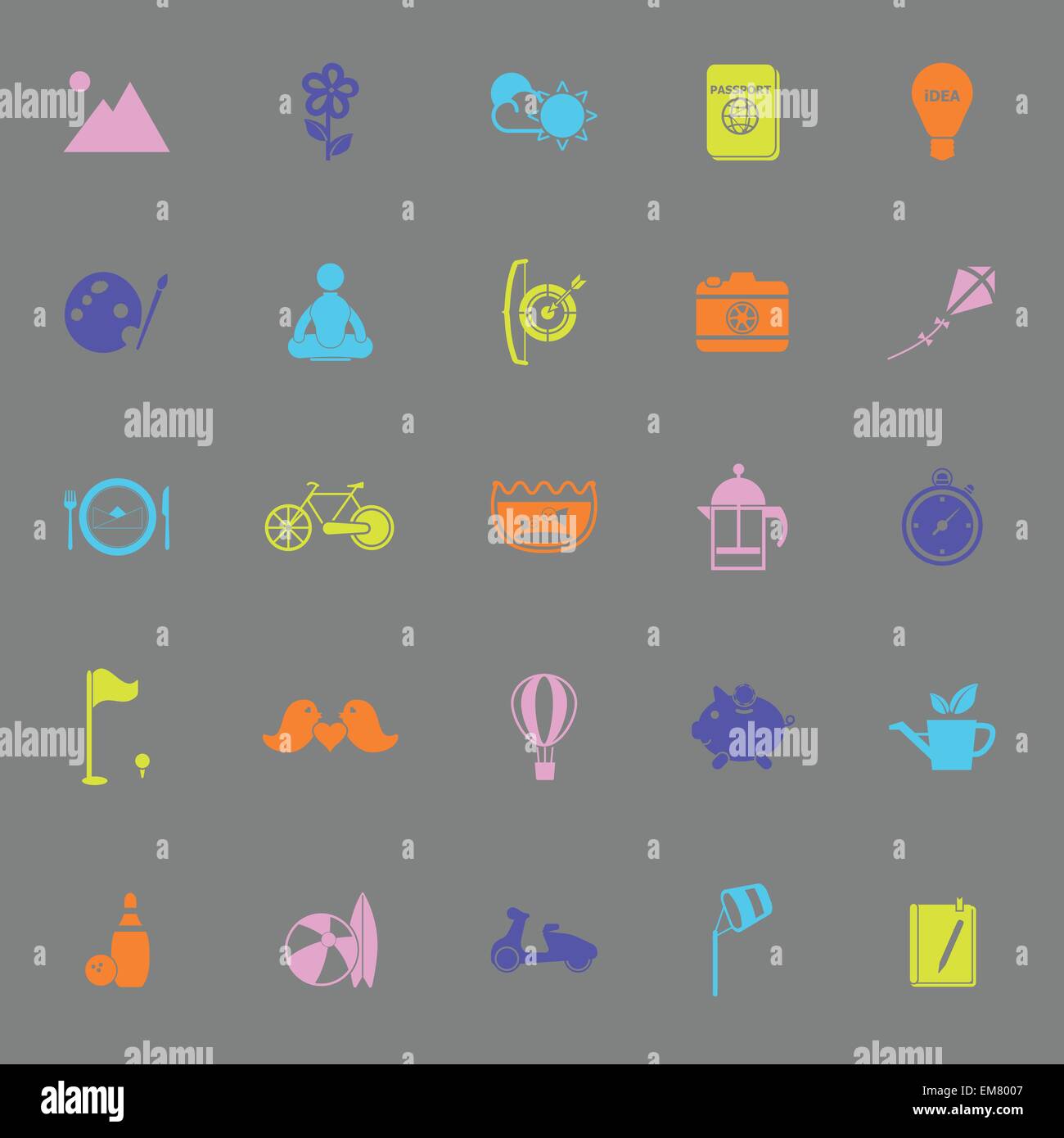 Slow life activity color icons on gray background, stock vector Stock ...