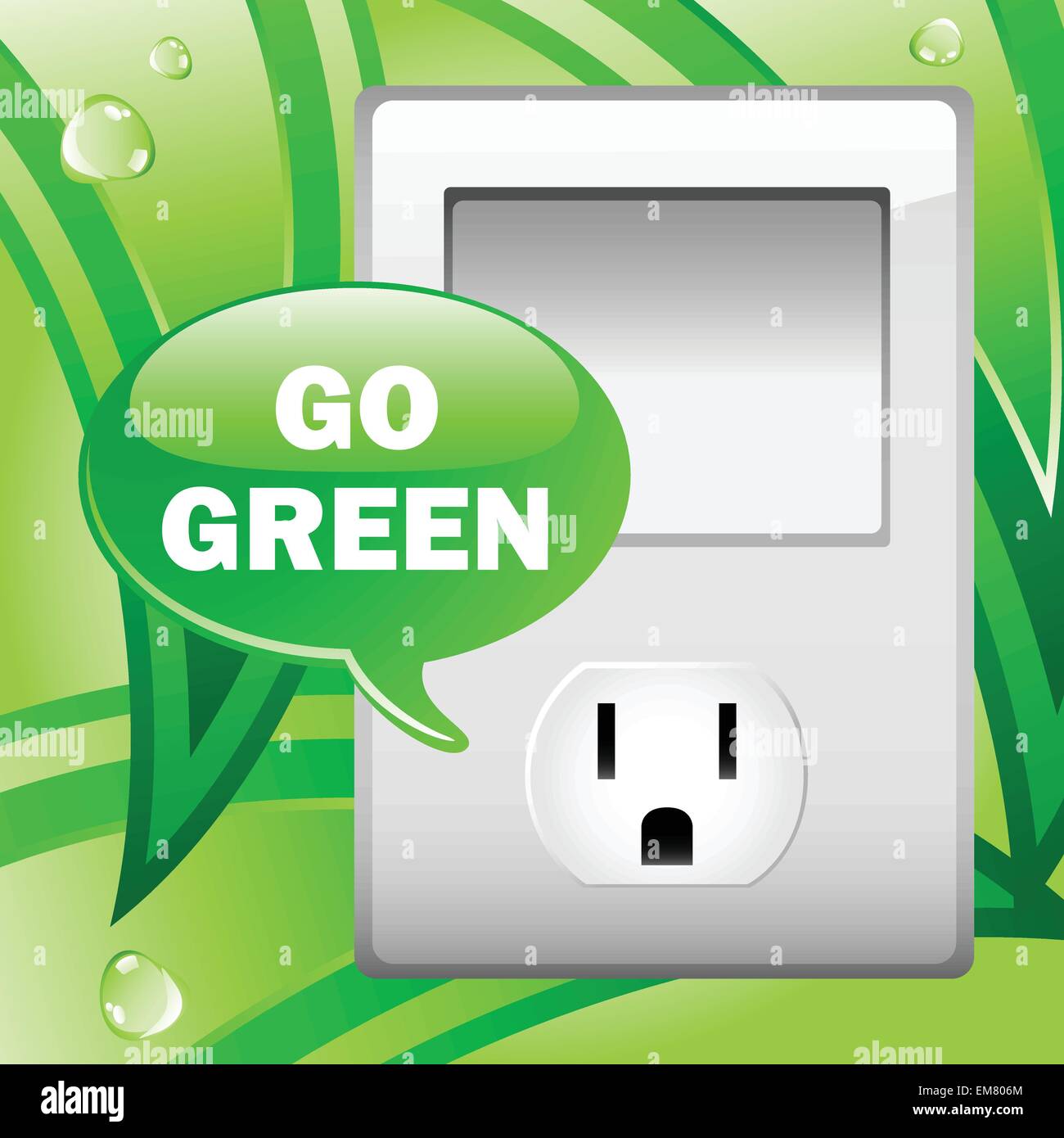Go Green Electric Outlet with leaves background Stock Vector Image ...
