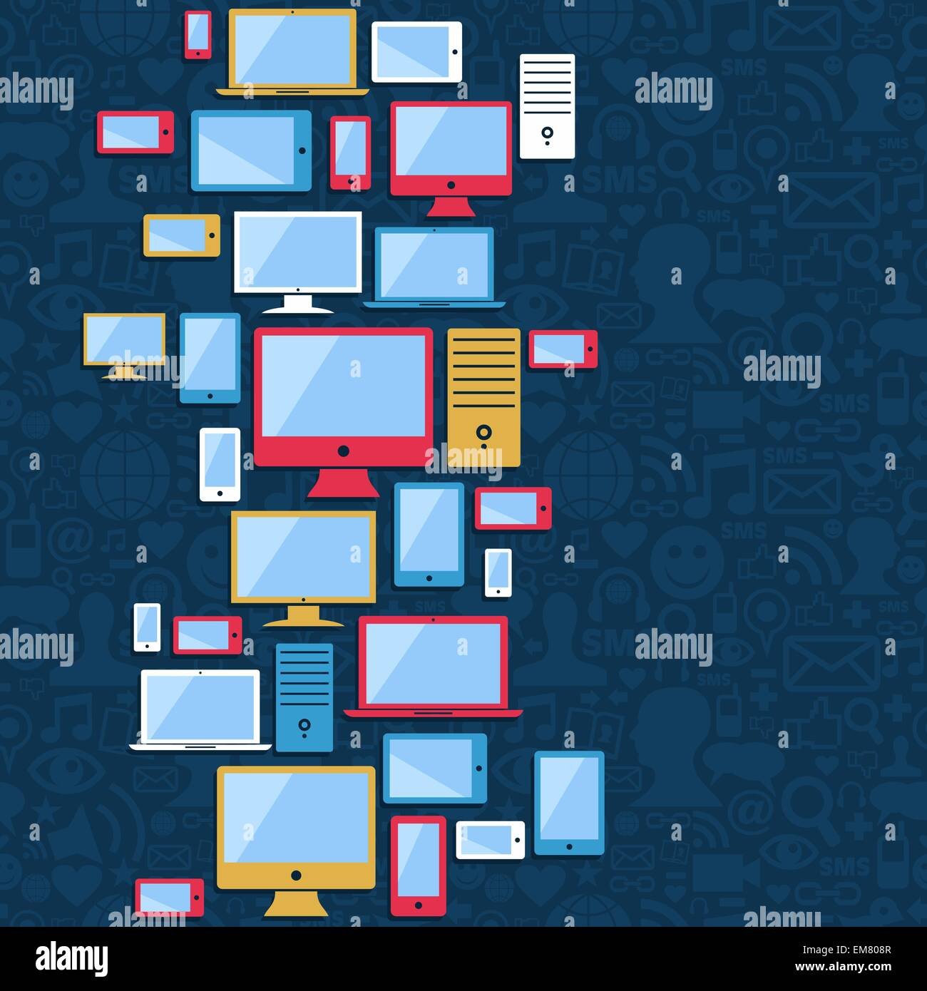 Computer, mobile and tablet icons blue background Stock Vector Image ...