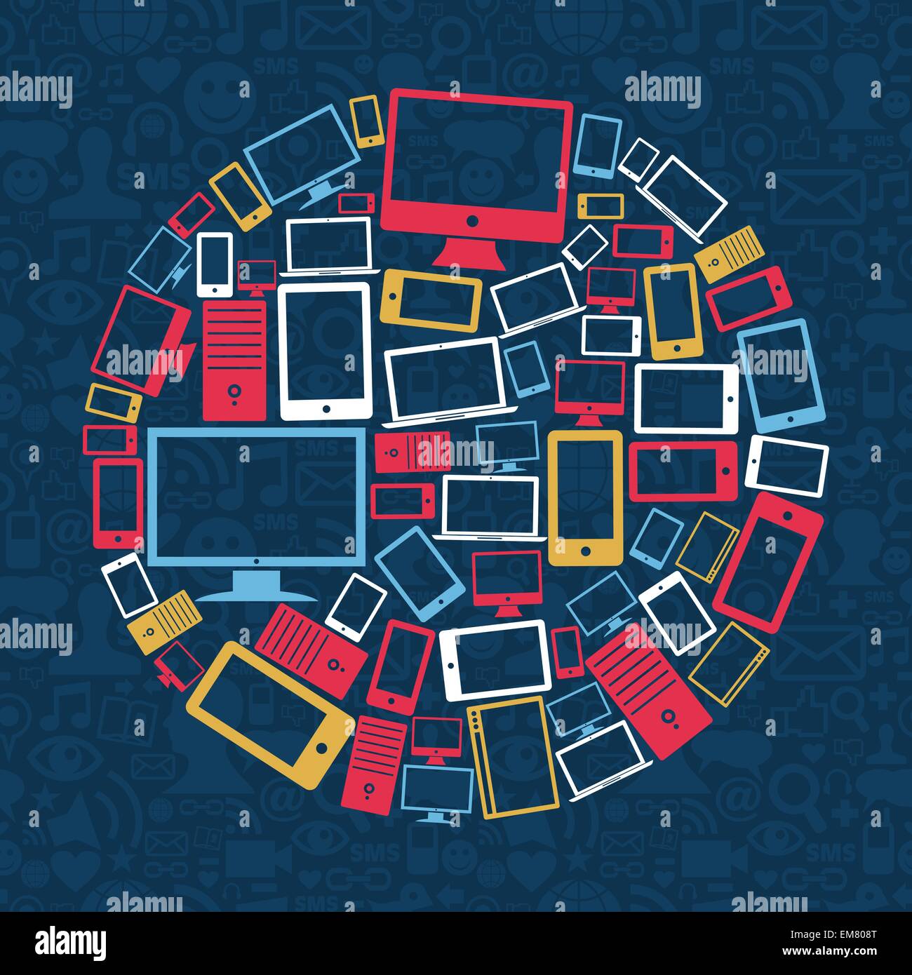 Computer, mobile phone and tablet circle Stock Vector Image & Art - Alamy
