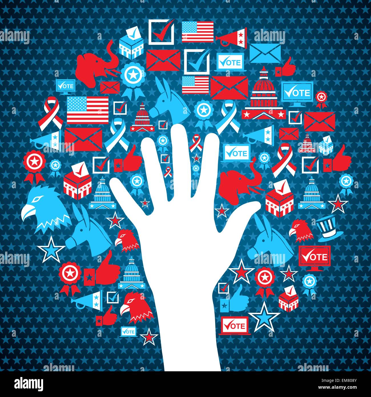 USA political elections icons circle and hand Stock Vector Image & Art ...