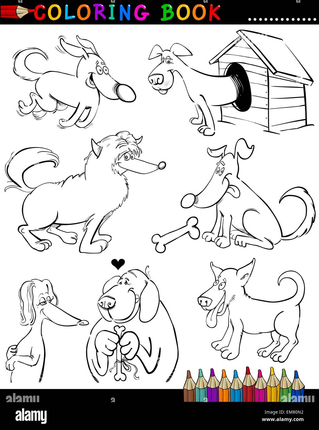 Cartoon Dogs for Coloring Book or Page Stock Vector Image & Art - Alamy
