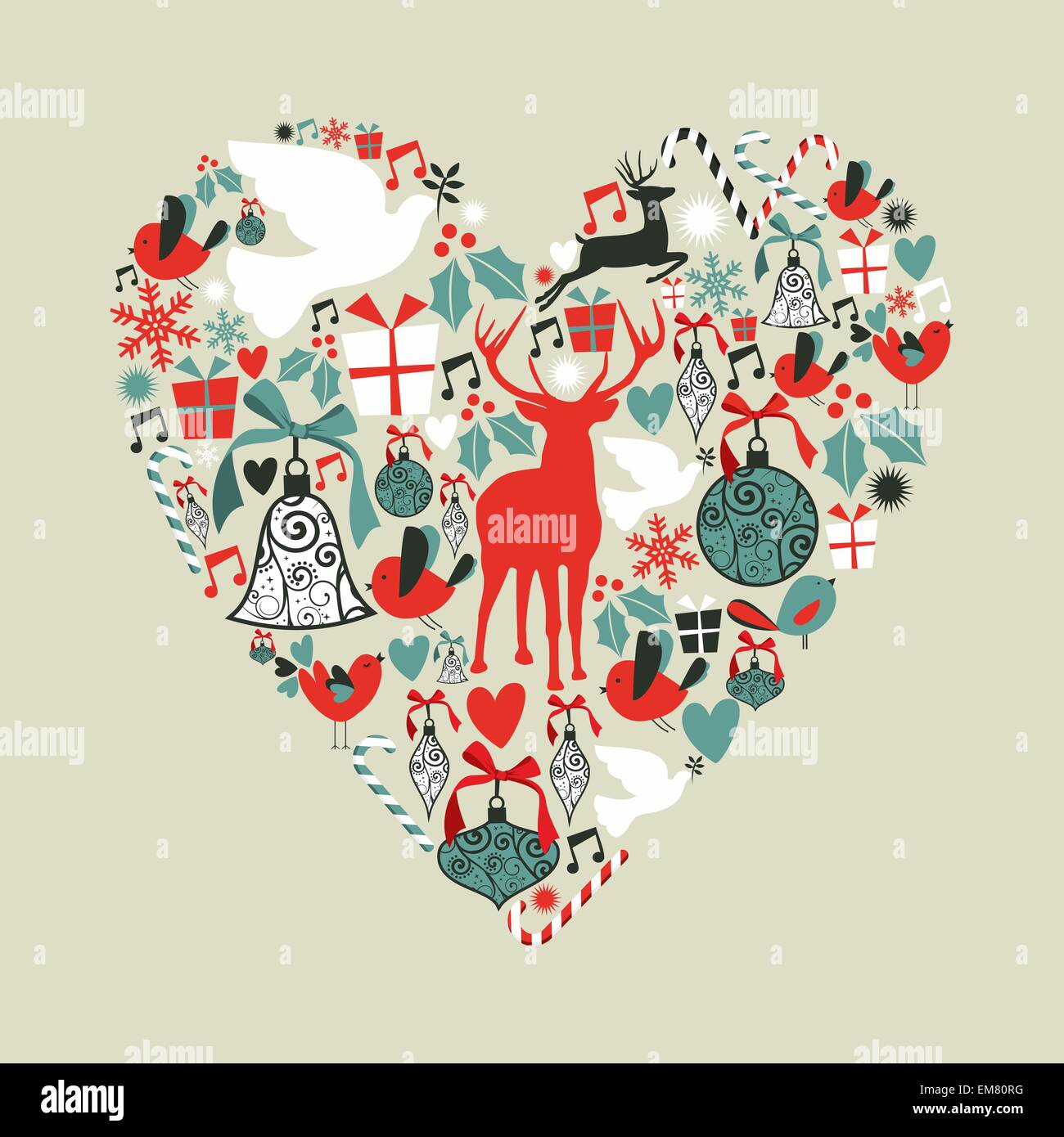 Christmas icons in love heart Stock Vector Image & Art - Alamy