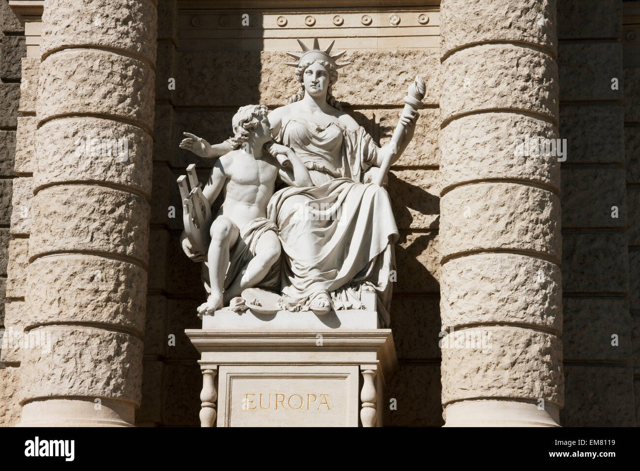 Statue representing Europe in front of the Natural History Museum ...