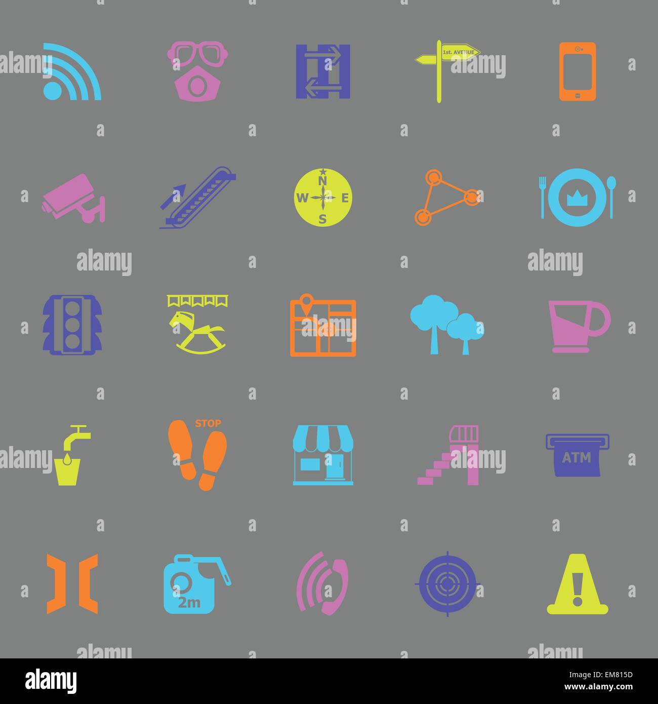 Pathway related color icons on gray background, stock vector Stock ...