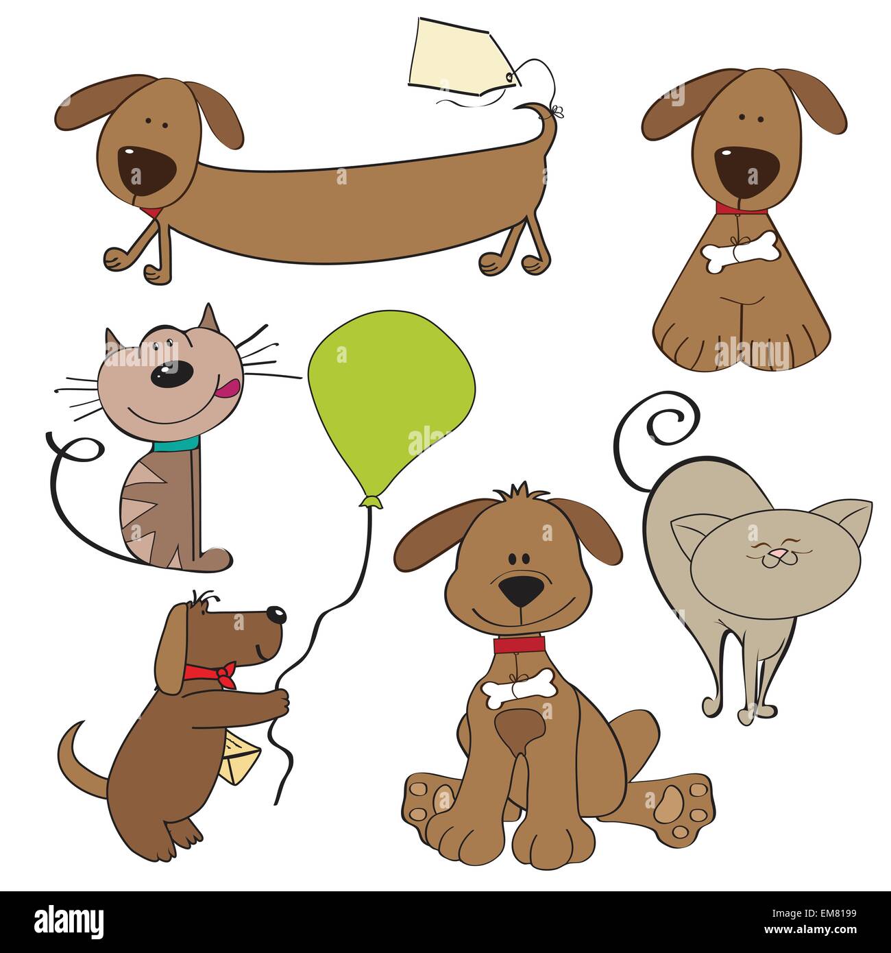 Cartoon pets collection on white background Stock Vector Image & Art ...