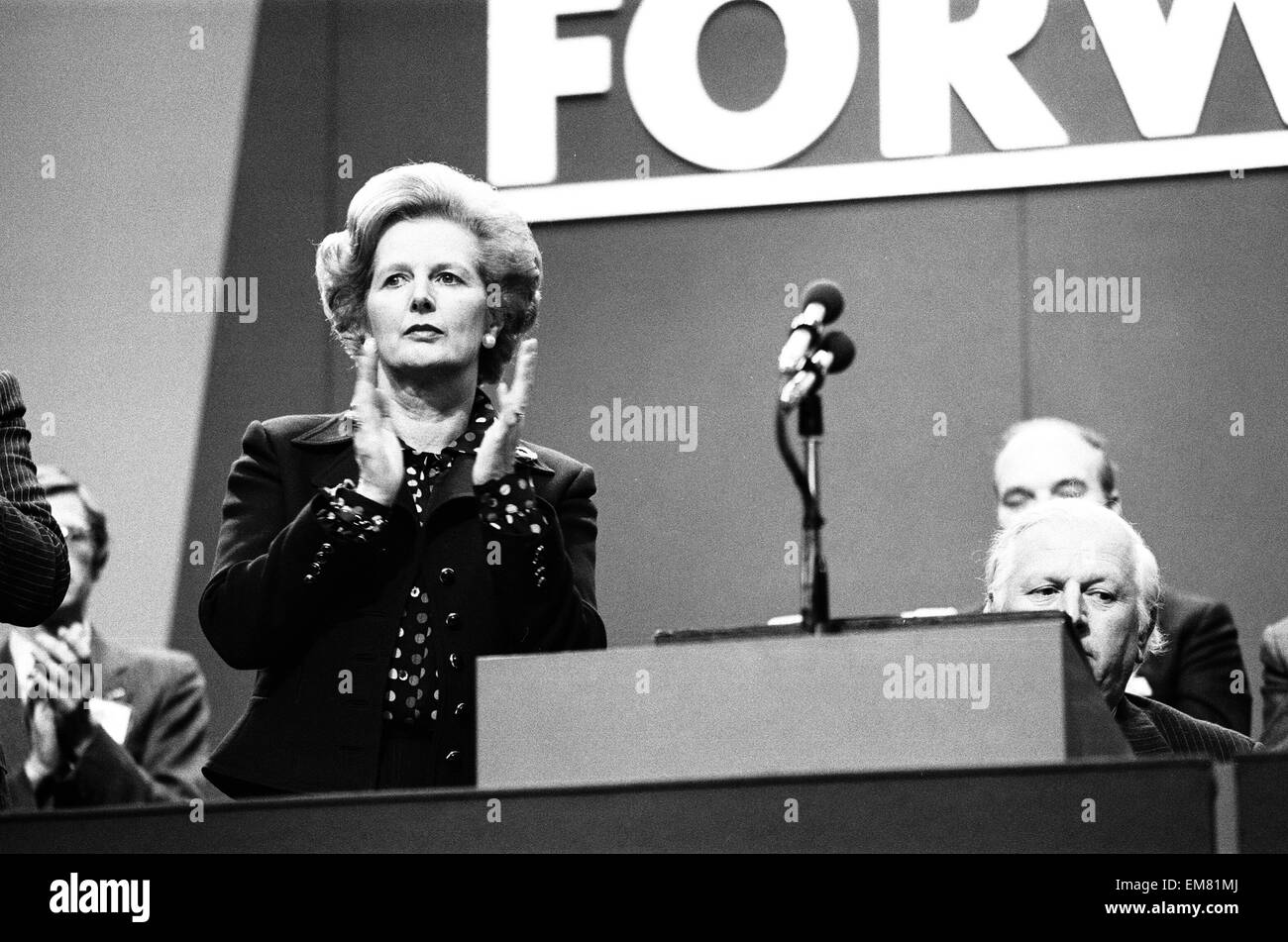 Conservative Party Conference in Brighton. Margaret Thatcher and James ...