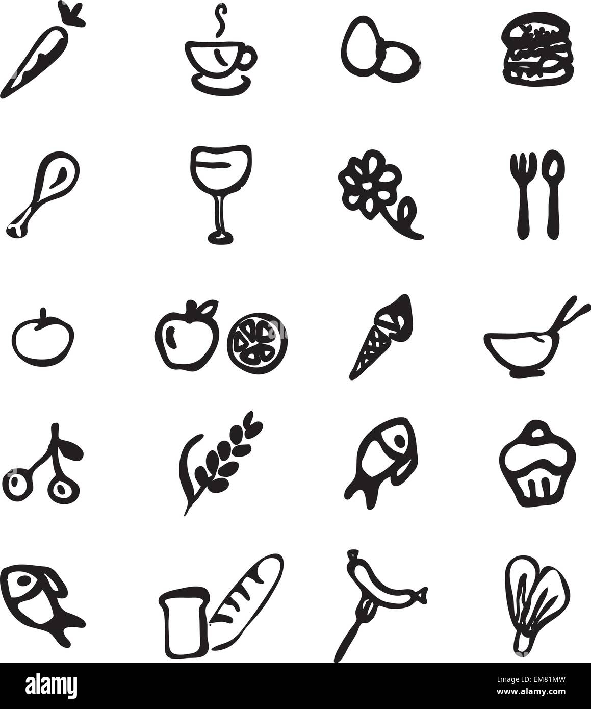 Food utensils doodle Stock Vector Images - Alamy