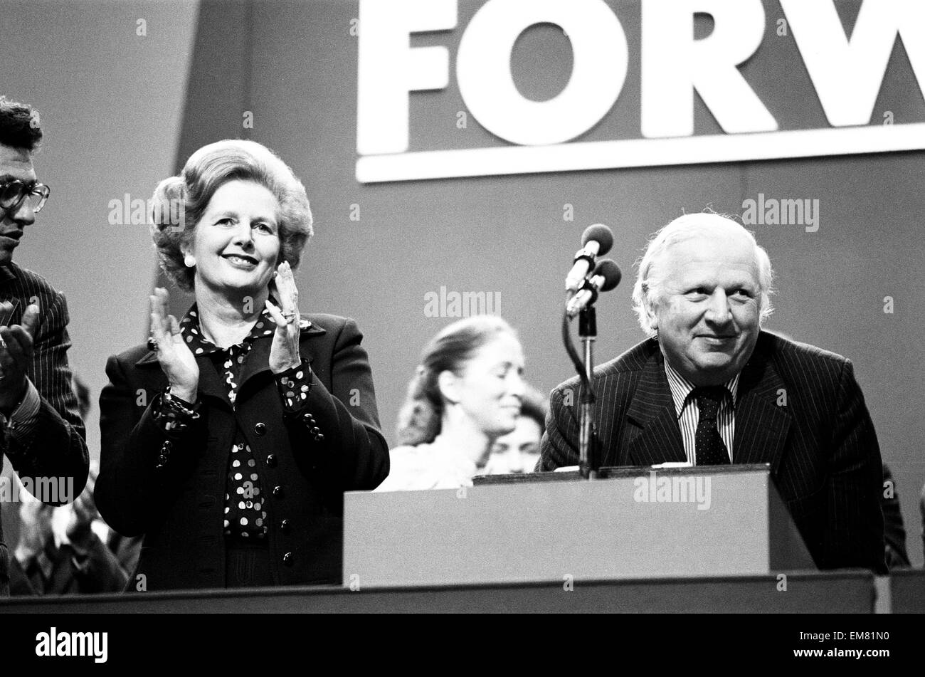 Conservative Party Conference in Brighton. Margaret Thatcher and James ...