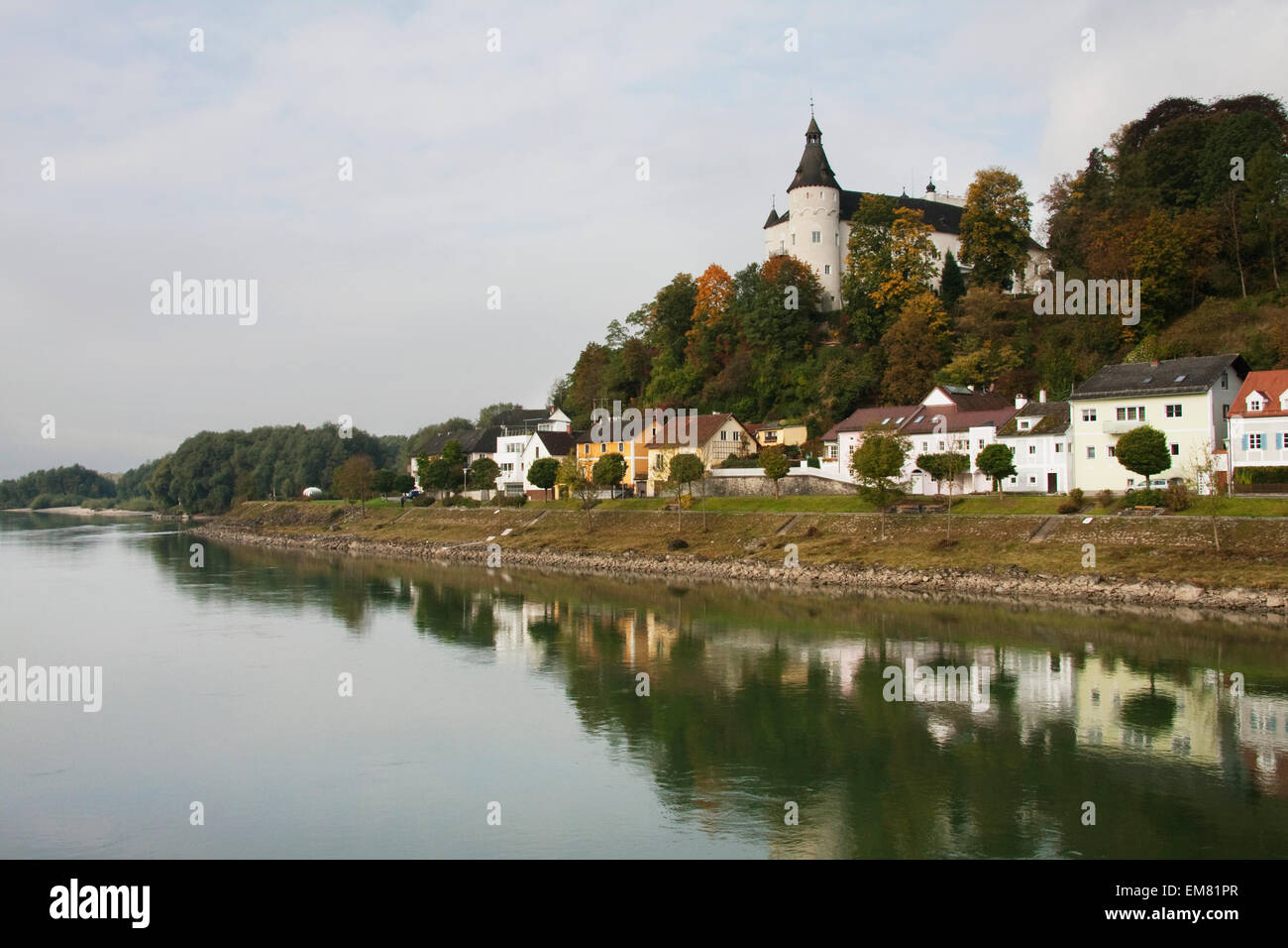 Ottensheim and Ottensheim Castle, as seen from the Danube River, Upper ...